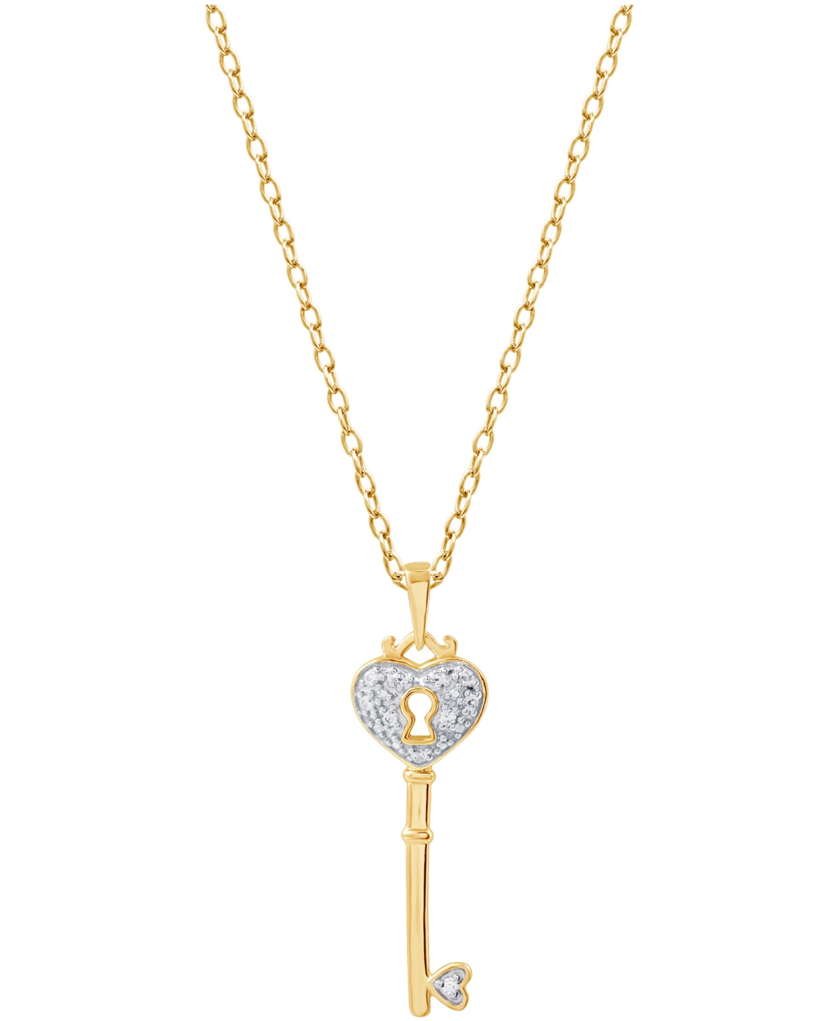 Click here for Diamond Heart Lock Key Pendant Necklace in 18k Gol... prices