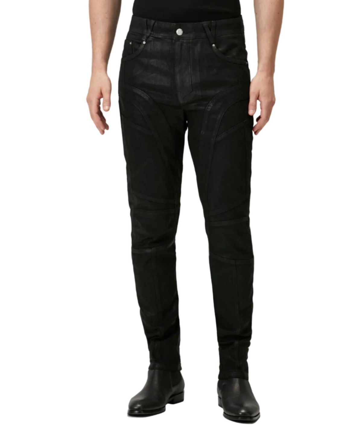 Click here for Pcfg Mens Shiny Coated Denim Pant - Black prices