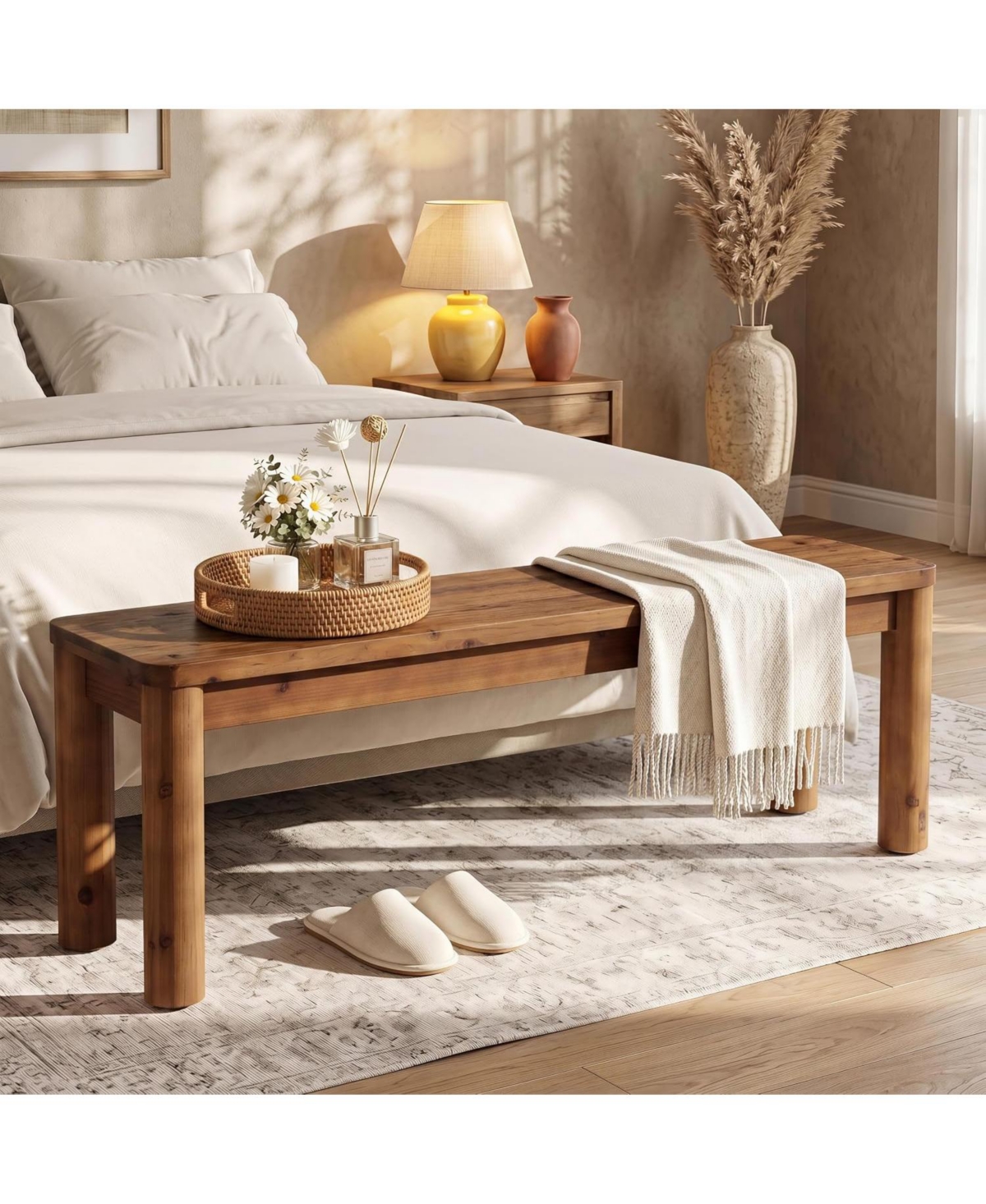 Click here for Tribesigns 55 Inch Solid Wood Entryway Bench  Farm... prices
