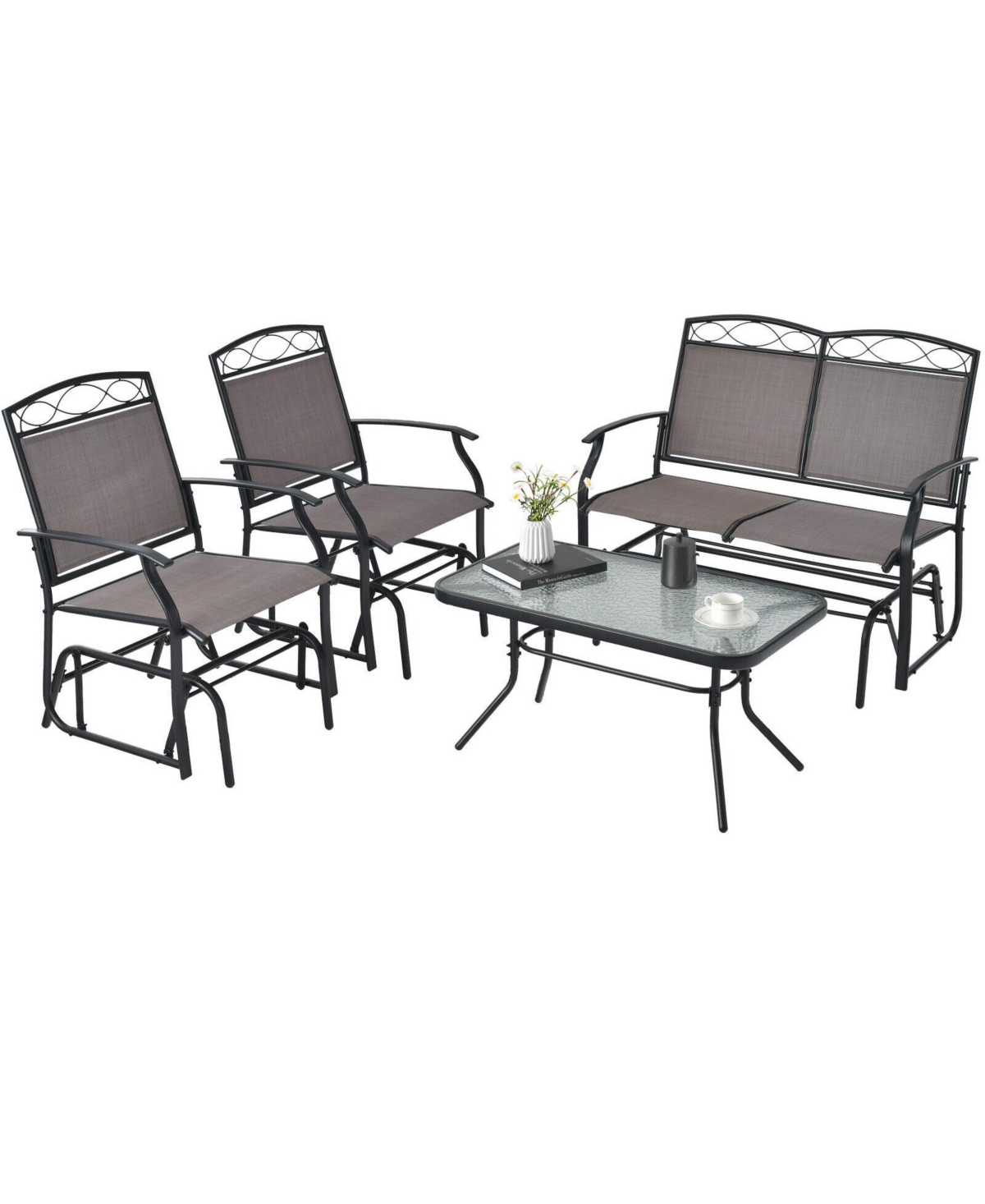 Click here for Sugift 4 Piece Patio Glider Conversation Set with... prices