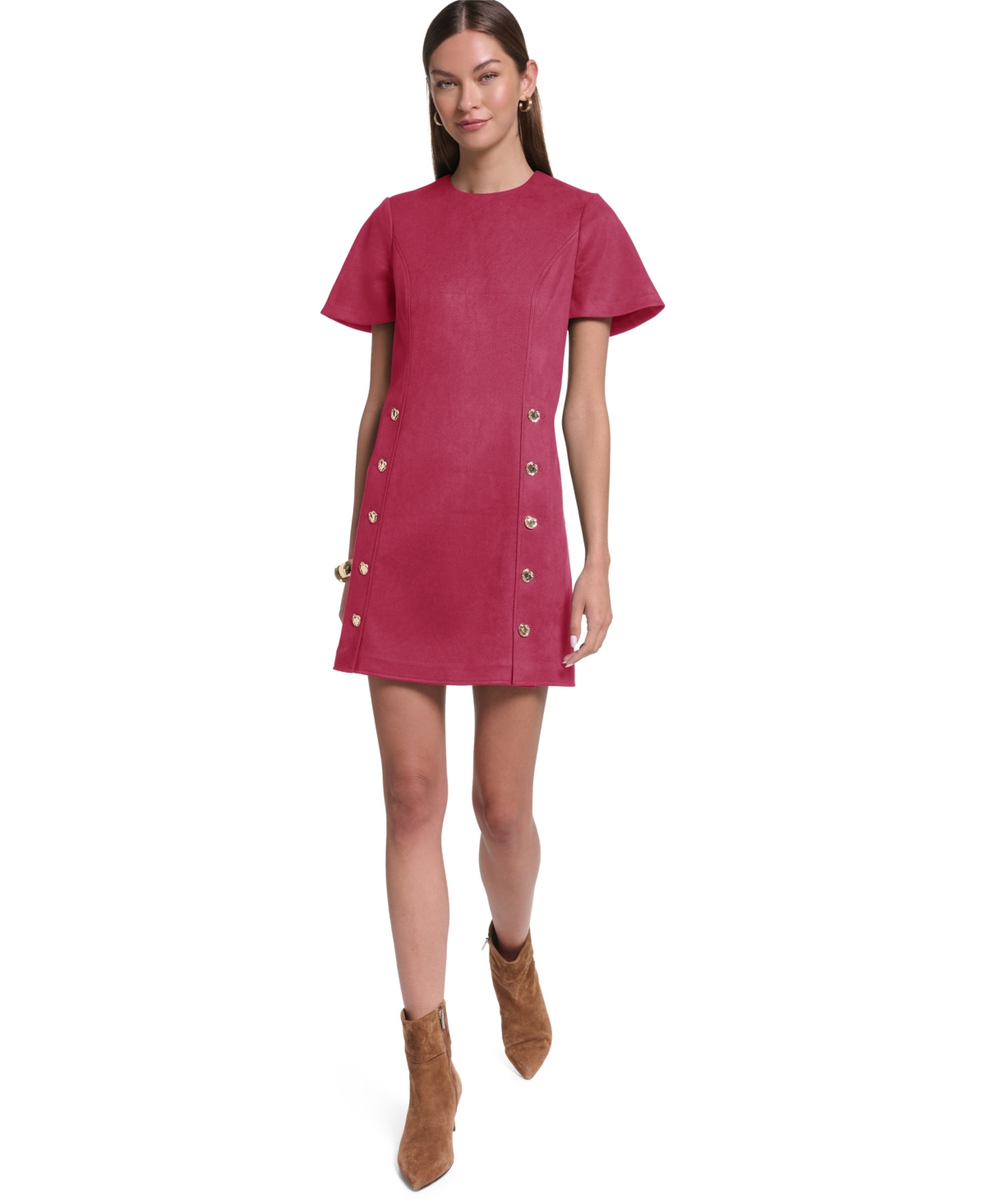 Click here for Halston Womens Crew Neck Shift Dress - Berry Pink prices
