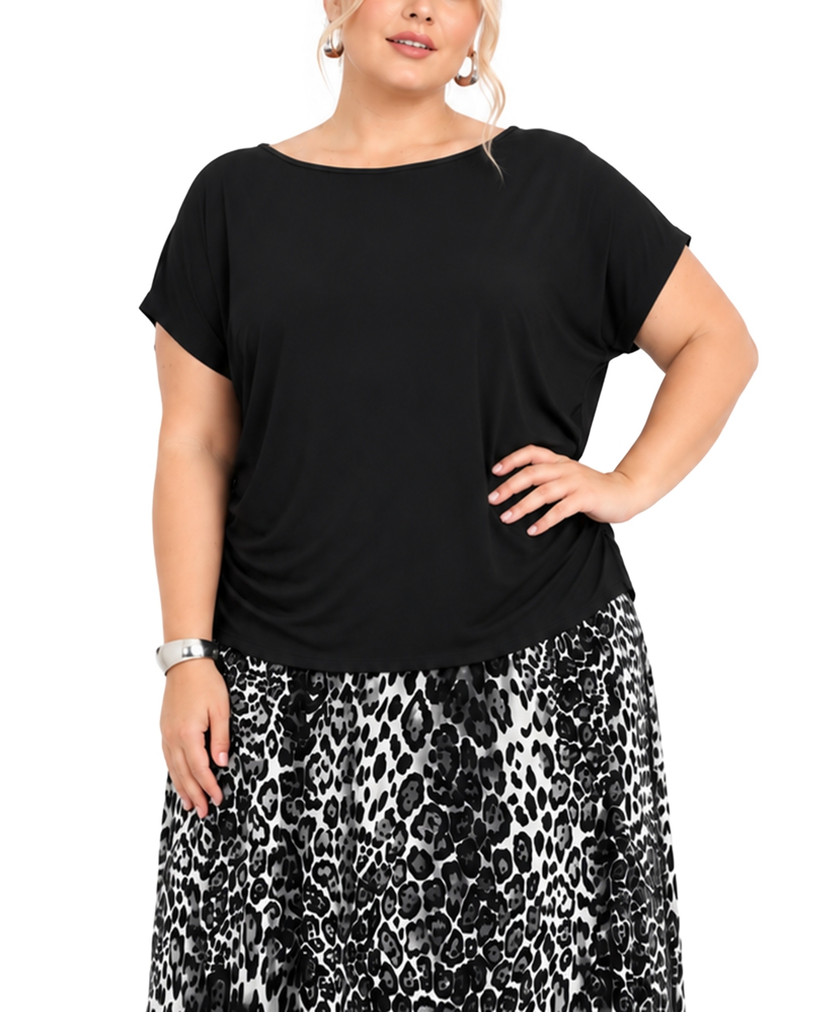 Click here for Coin 1804 Plus Size Techno Crepe Short-Sleeve Top... prices