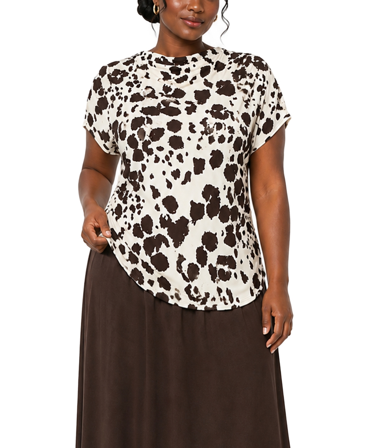 Click here for Coin 1804 Plus Size Cow Print Draped Short-Sleeve... prices