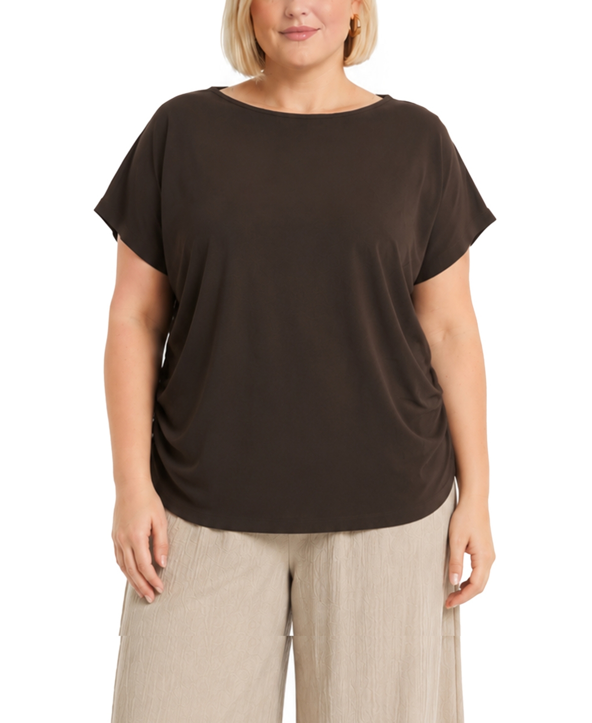 Click here for Coin 1804 Plus Size Techno Crepe Short-Sleeve Top... prices