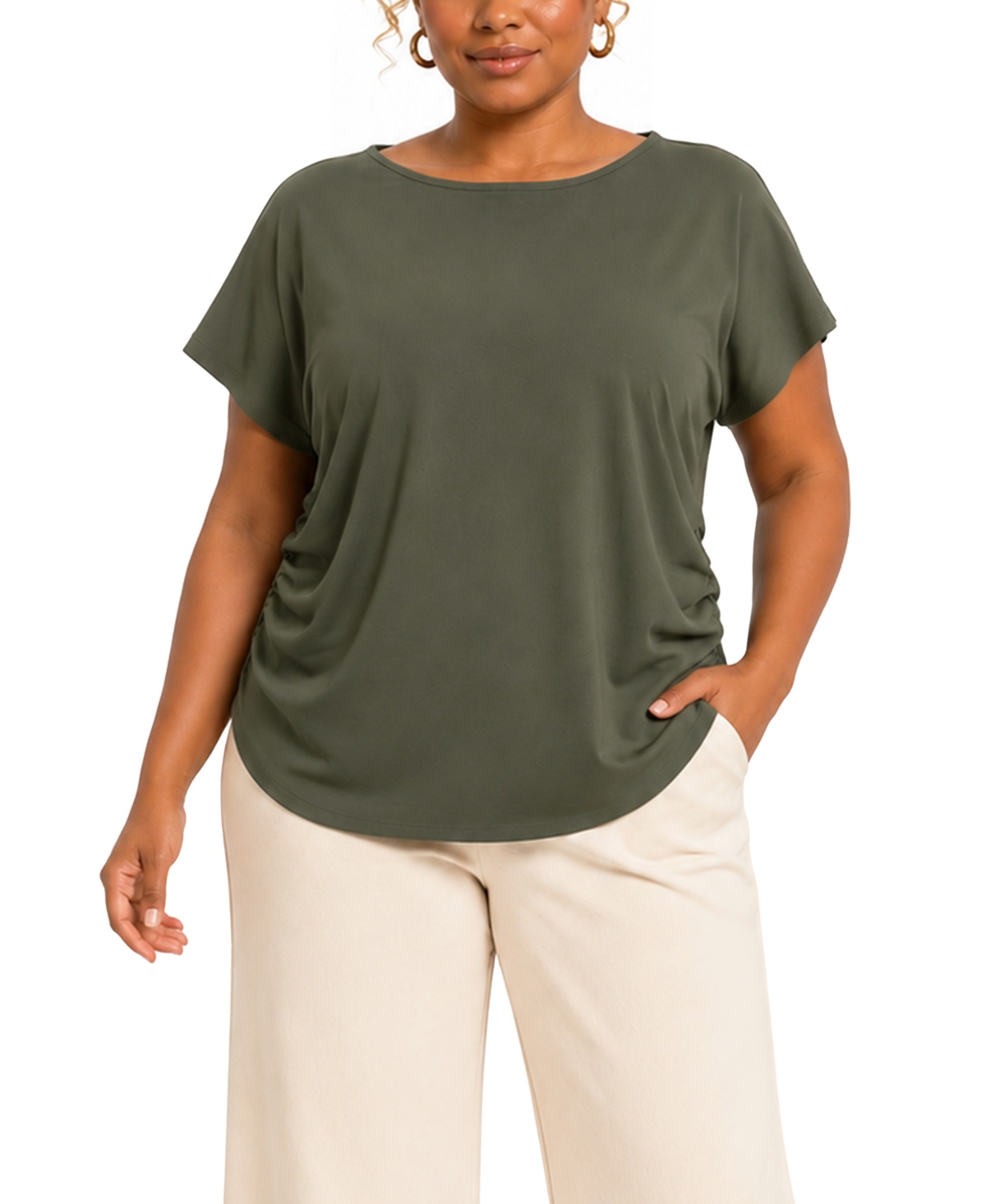 Click here for Coin 1804 Plus Size Techno Crepe Short-Sleeve Top... prices