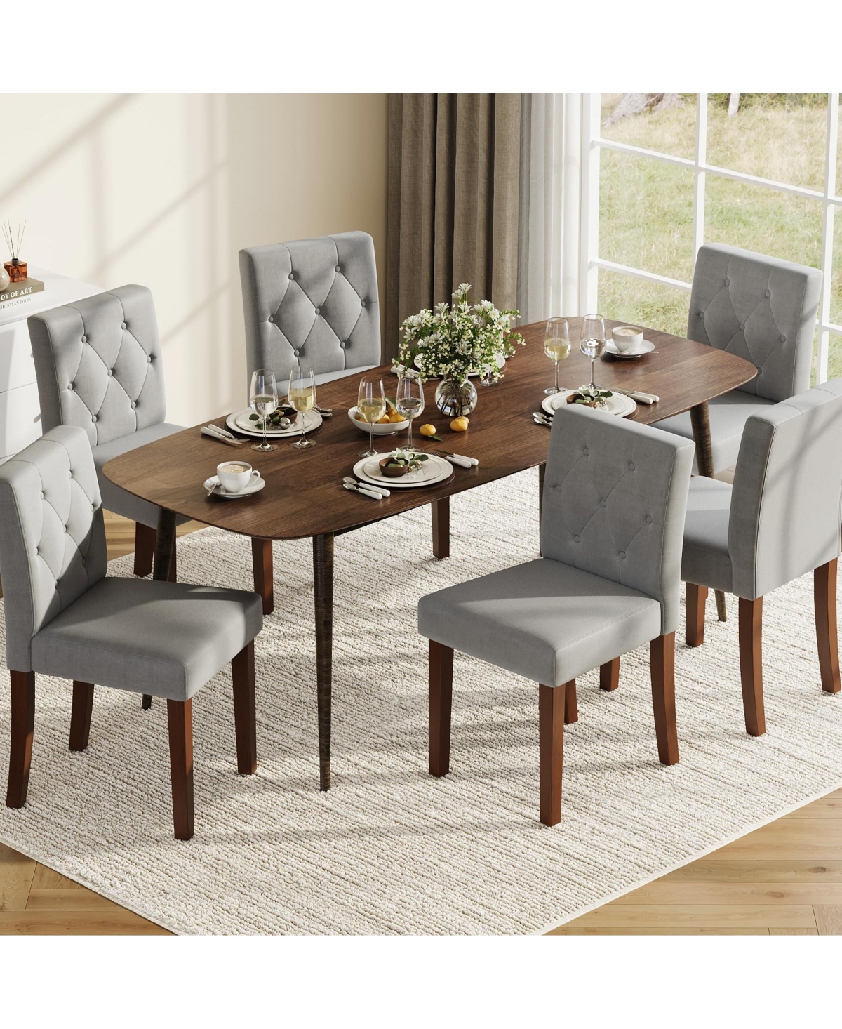 Click here for homfan Set of 6 Dining Chairs  Linen Upholstered F... prices