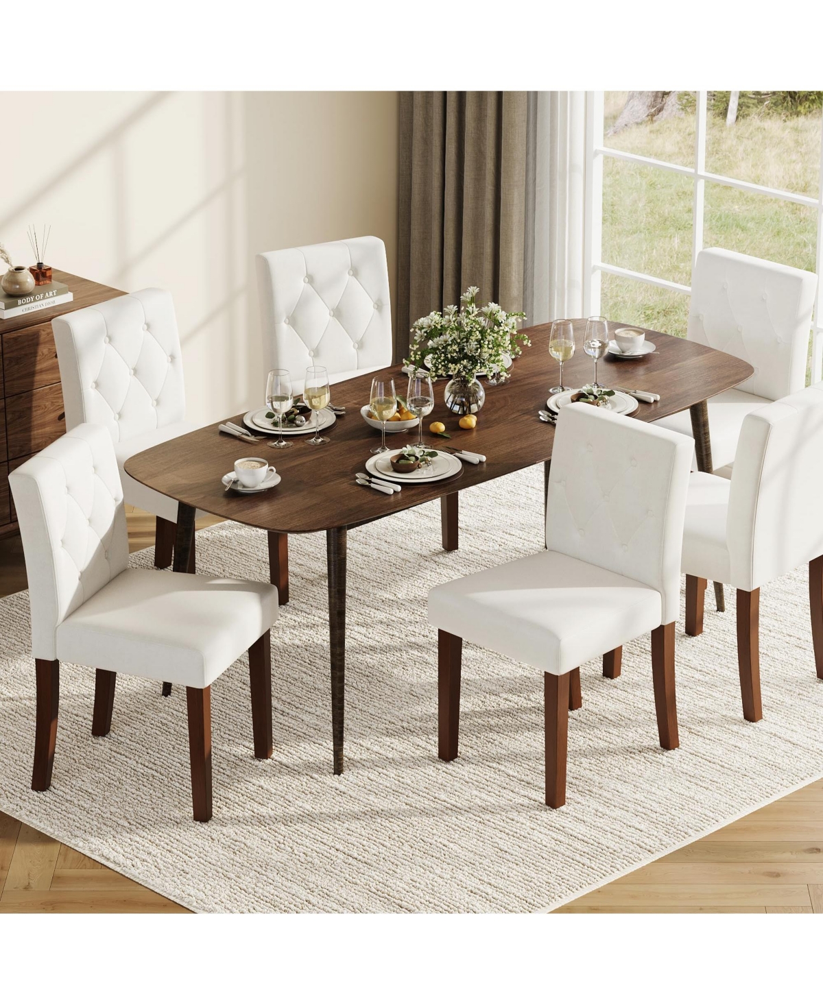 Click here for homfan Set of 6 Dining Chairs  Linen Upholstered F... prices