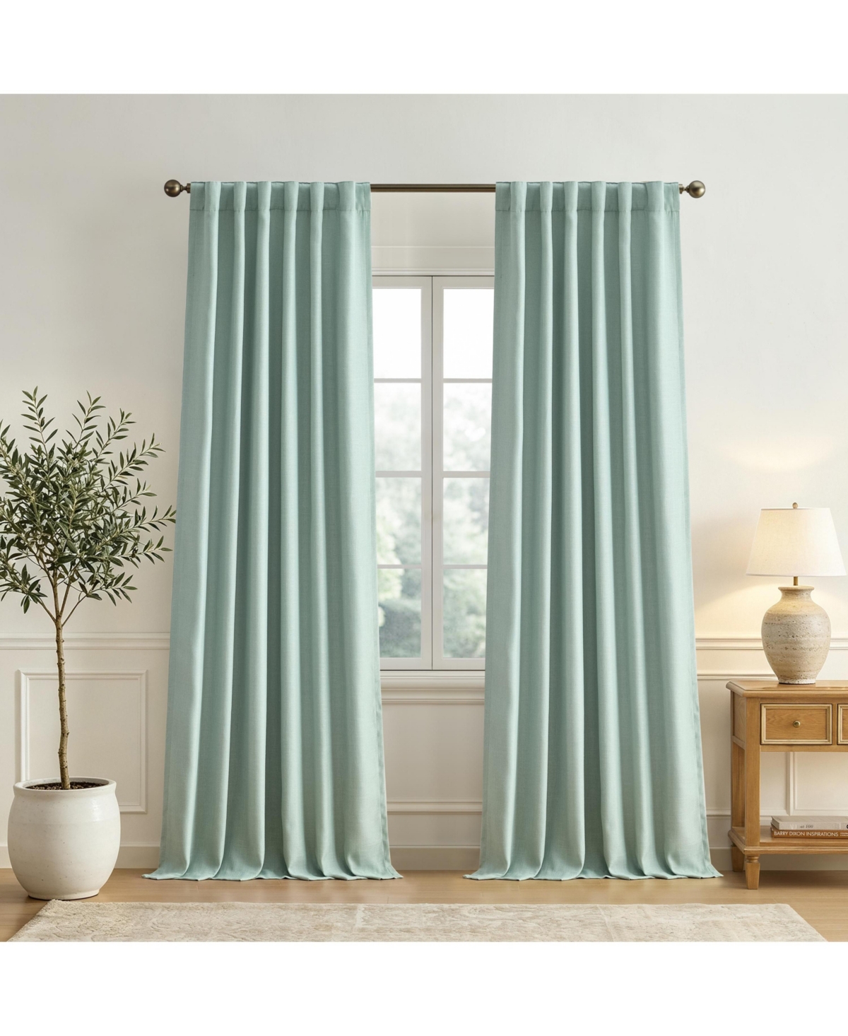 Click here for Lenox Serene Linen Blend Blackout Back Tab/Rod Poc... prices