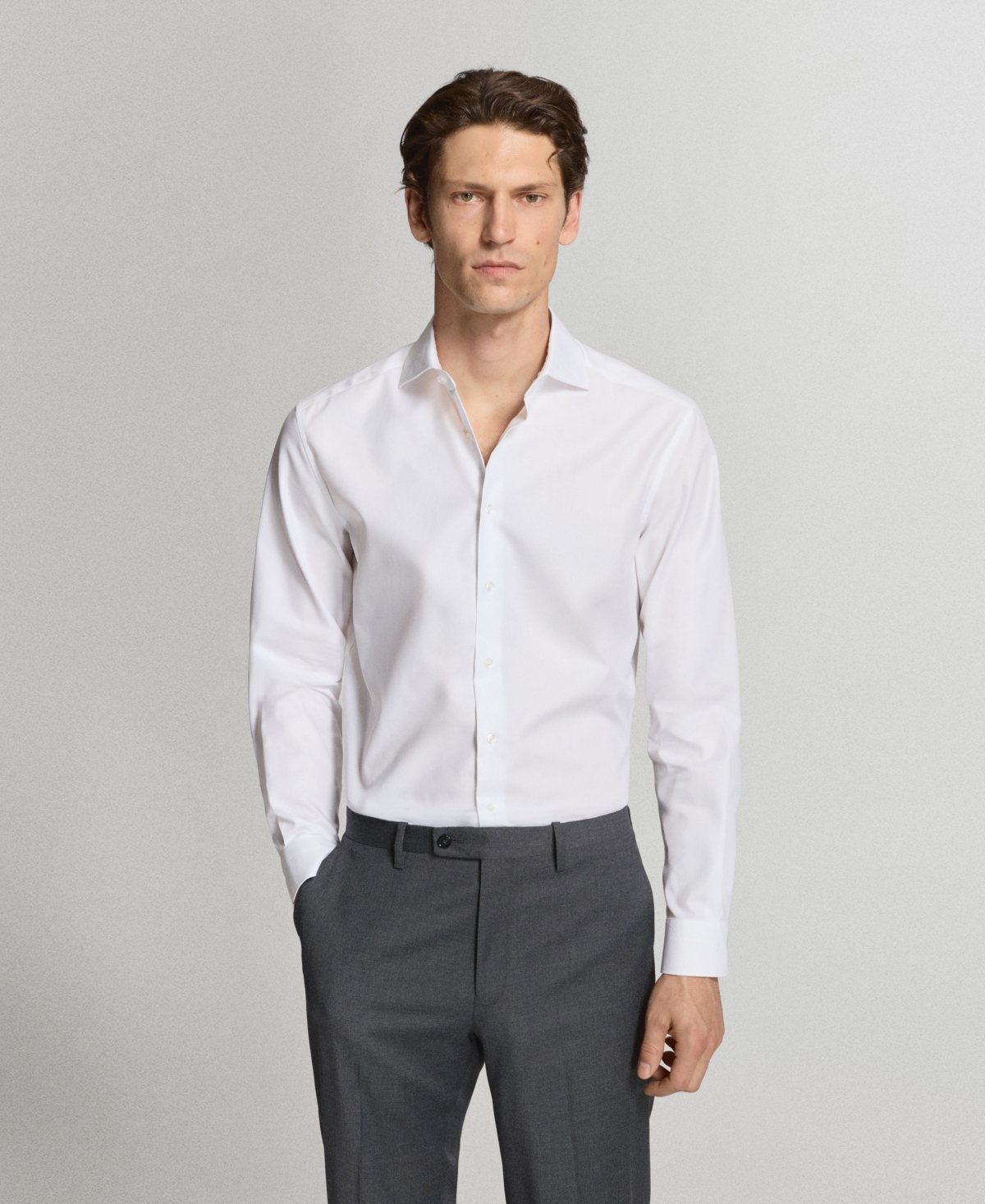 Click here for Mango Mens Regular-Fit Cotton Dress Shirt - White prices