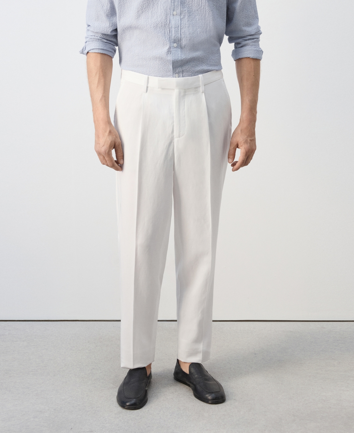 Click here for Mango Mens Slim-Fit Lyocell-Linen-Blend Suit Pants... prices