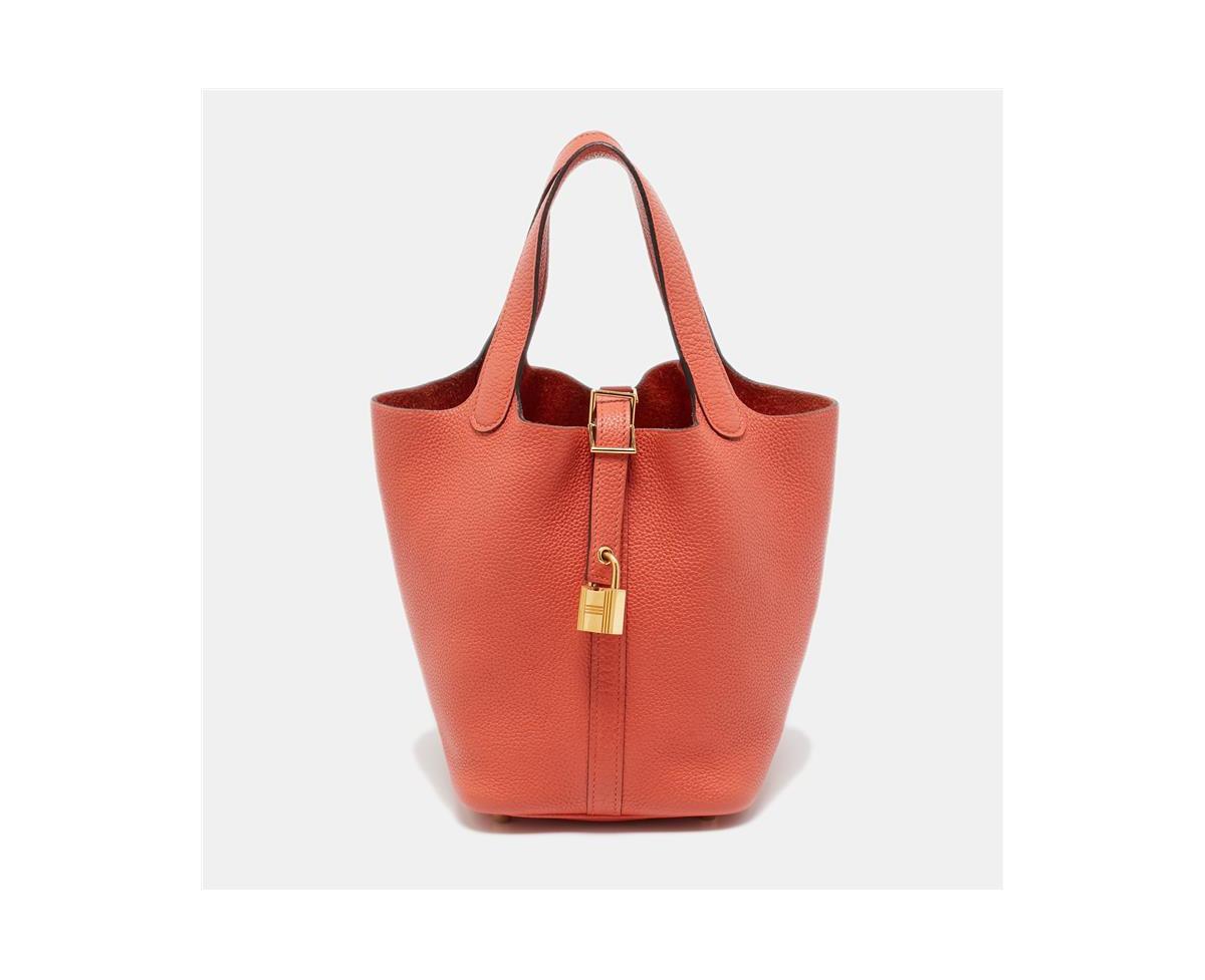 Click here for Pre-Owned Hermes Capucine Togo Leather Picotin Loc... prices