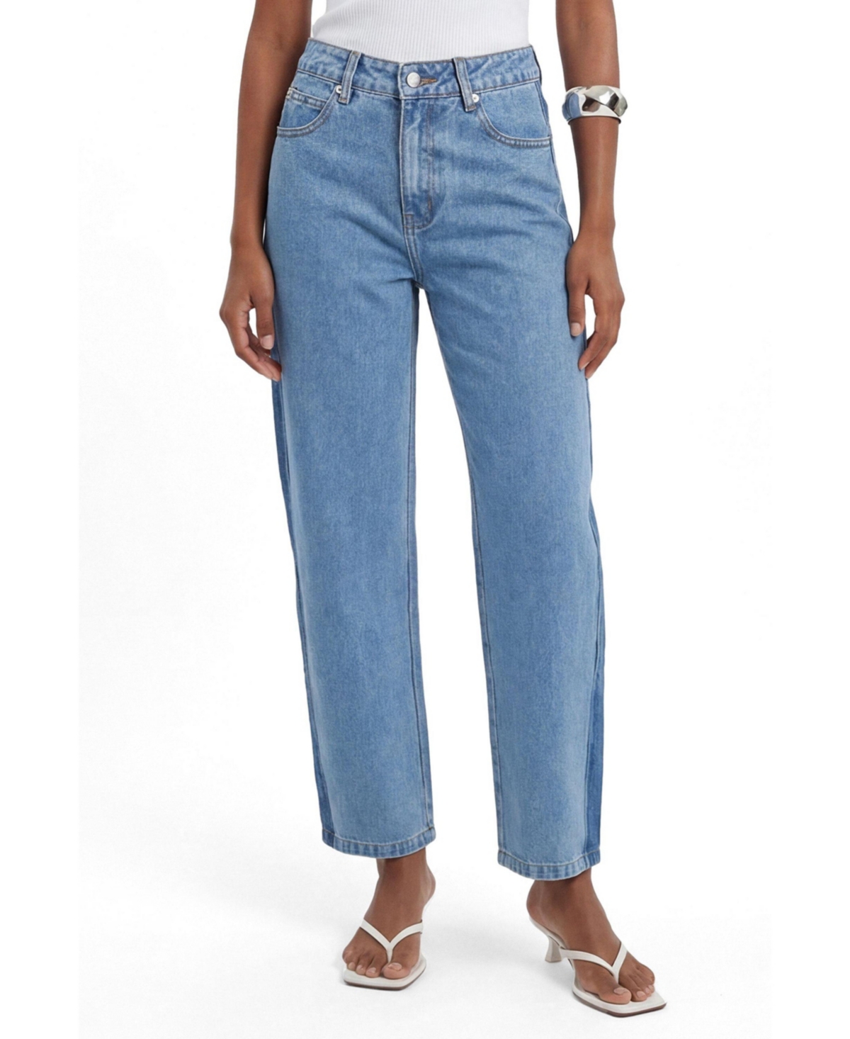 Click here for Karen Millen Womens Barrel Leg Jeans - Mid blue prices