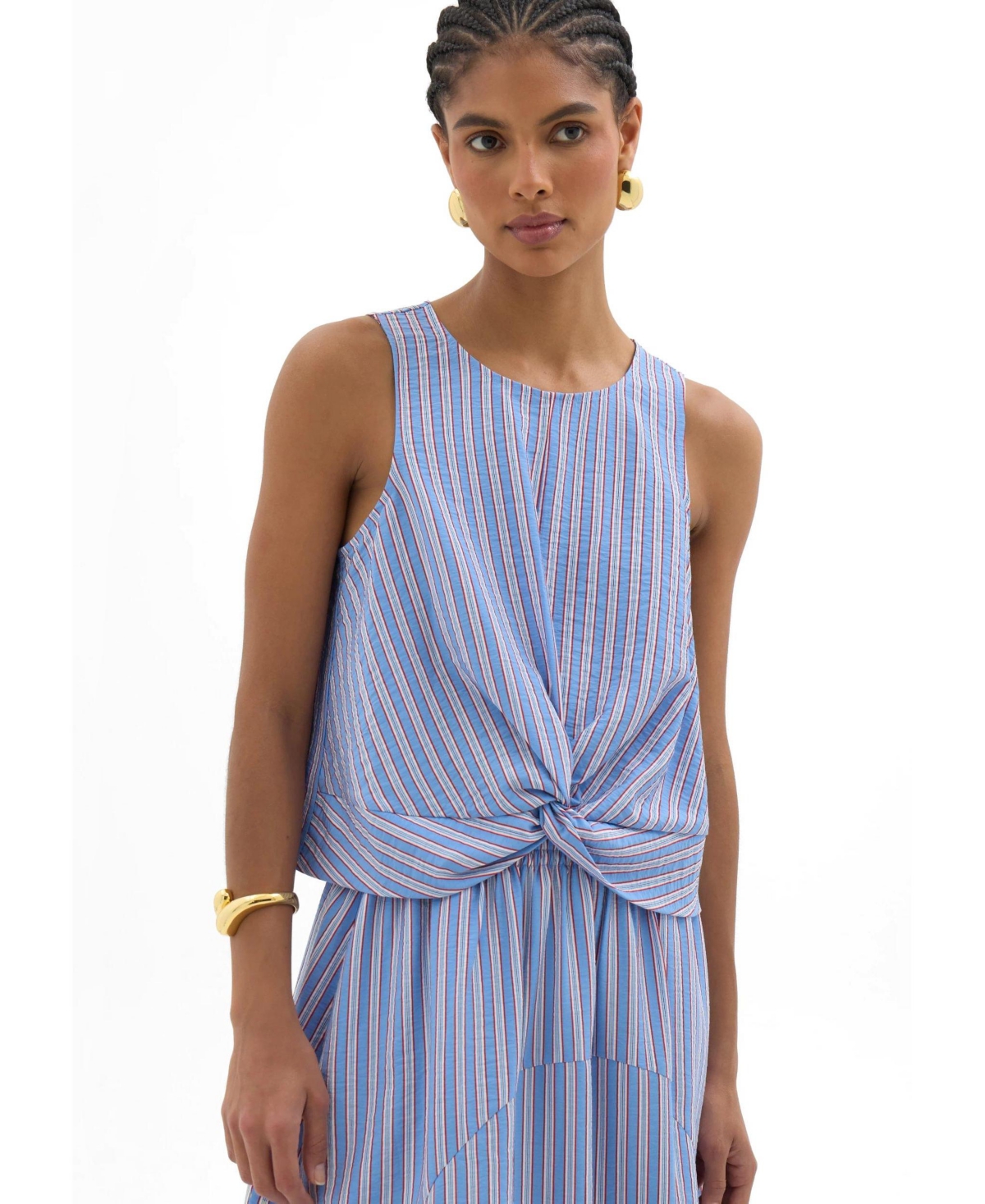 Click here for Hush Womens Maggie Stripe Twist Front Top - Vermil... prices