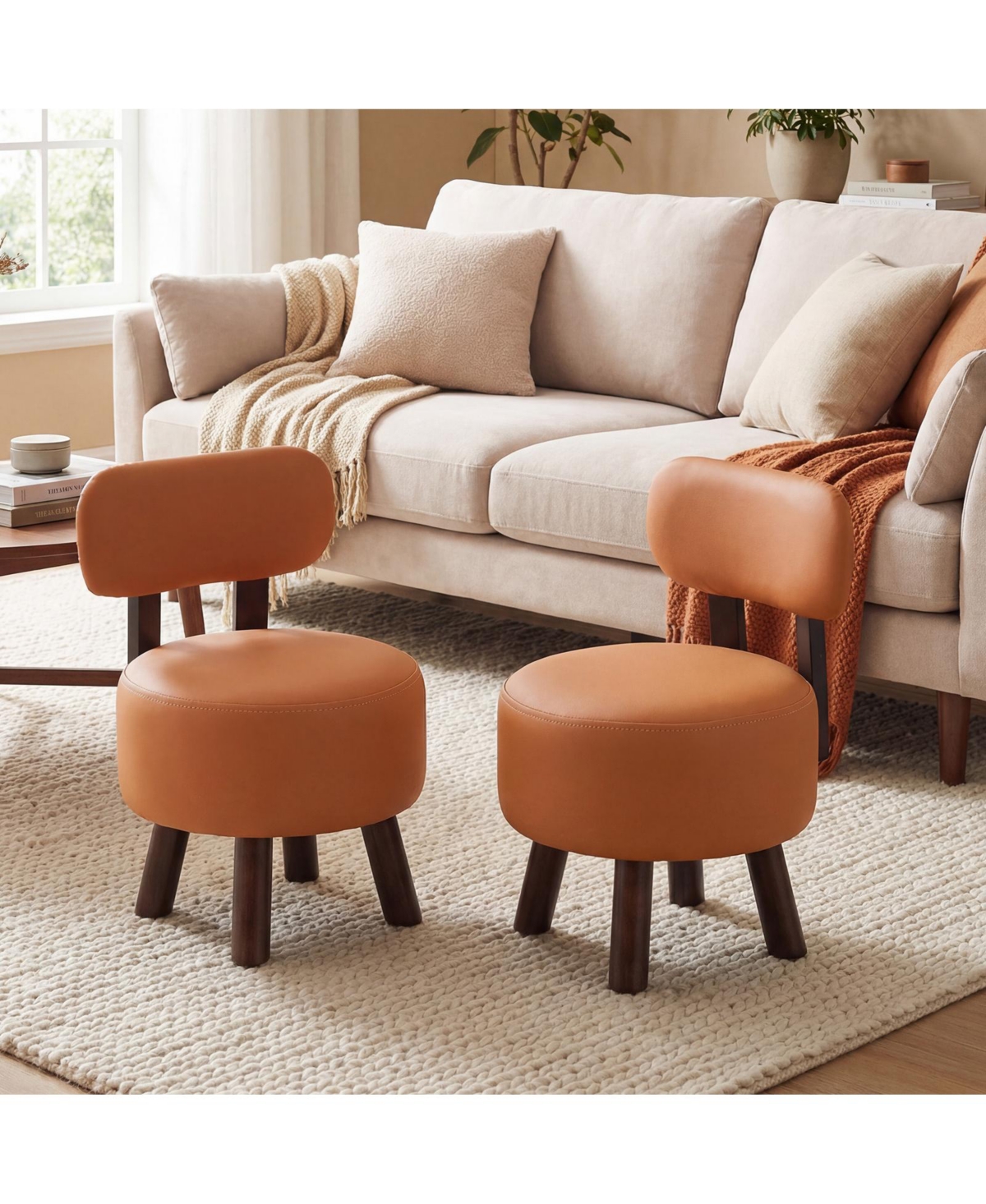 Click here for Costway Set of 2 Small Footrest Stools with Backre... prices