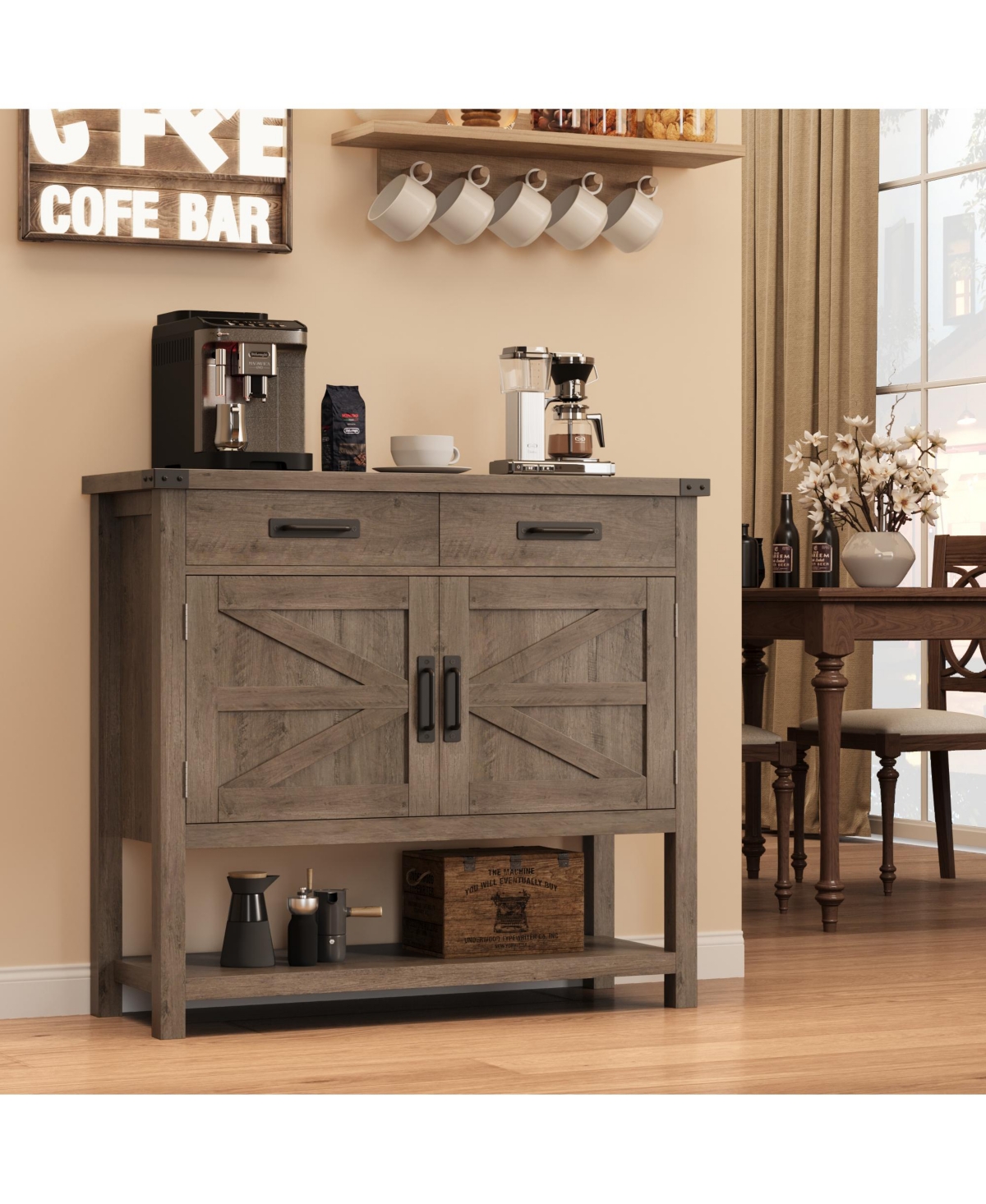 Click here for homfan Farmhouse Console Table with 2-Door Cabinet... prices