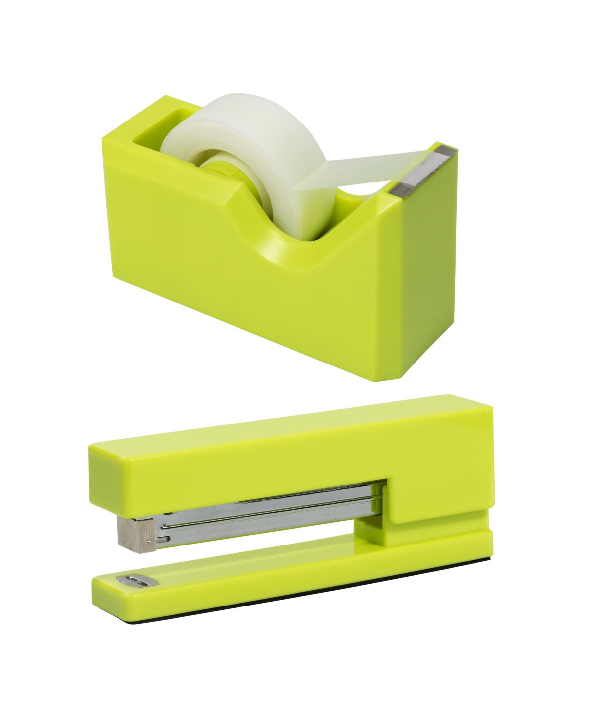 Danrong Desk Stapler and Tape Dispenser Set Sturdy Office Supplies - Lime green combo set