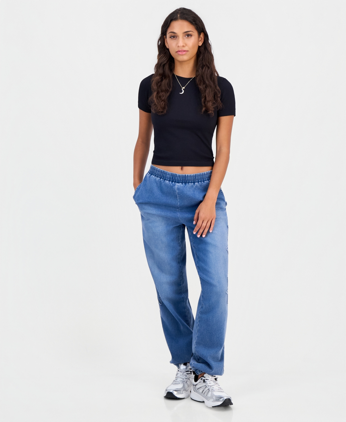 Click here for Vanilla Star Juniors High-Rise Star-Applique Denim... prices