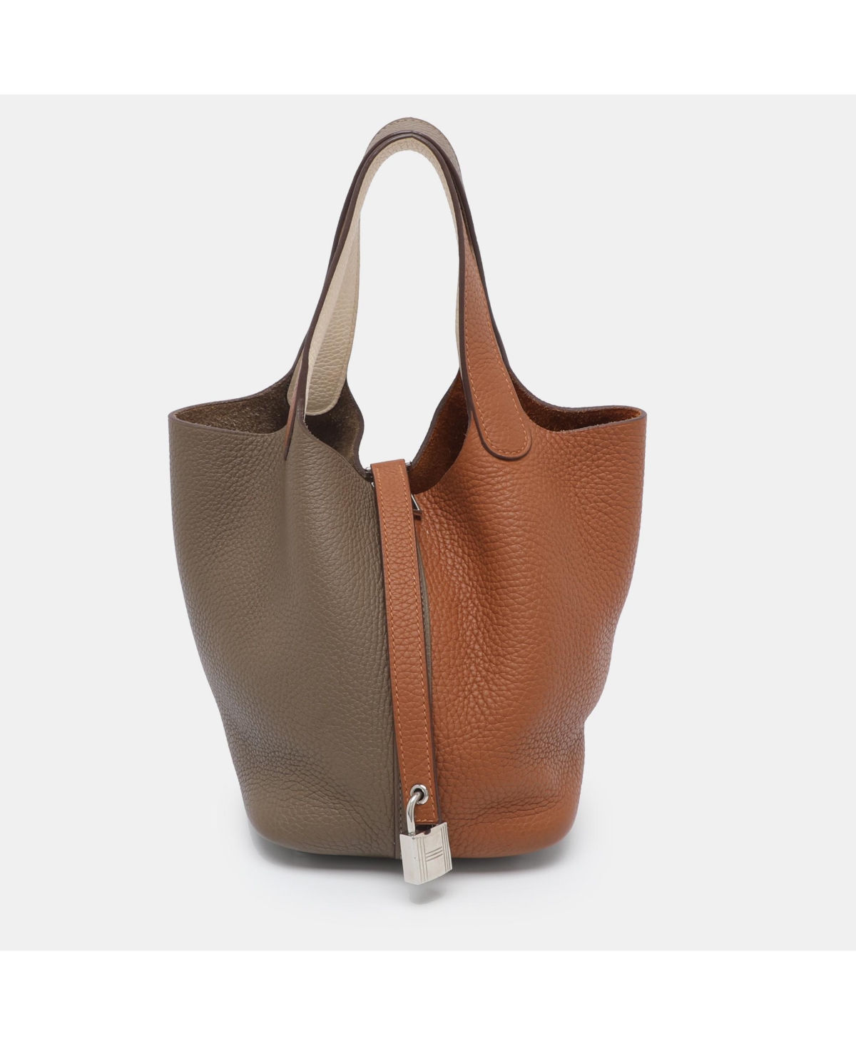 Click here for Pre-Owned HERMES Two-Tone Clemence Leather Tote Ba... prices