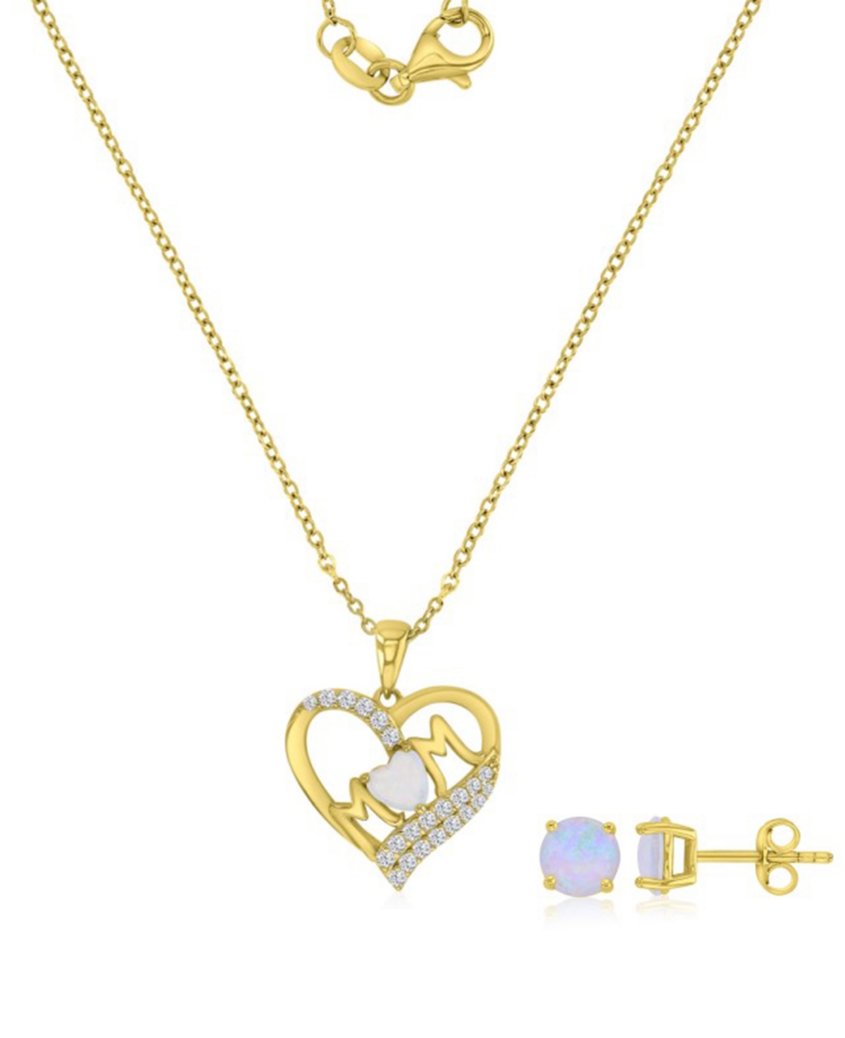 Click here for Macys 14k Gold-Plated Opal Heart Full Jewelry Set... prices