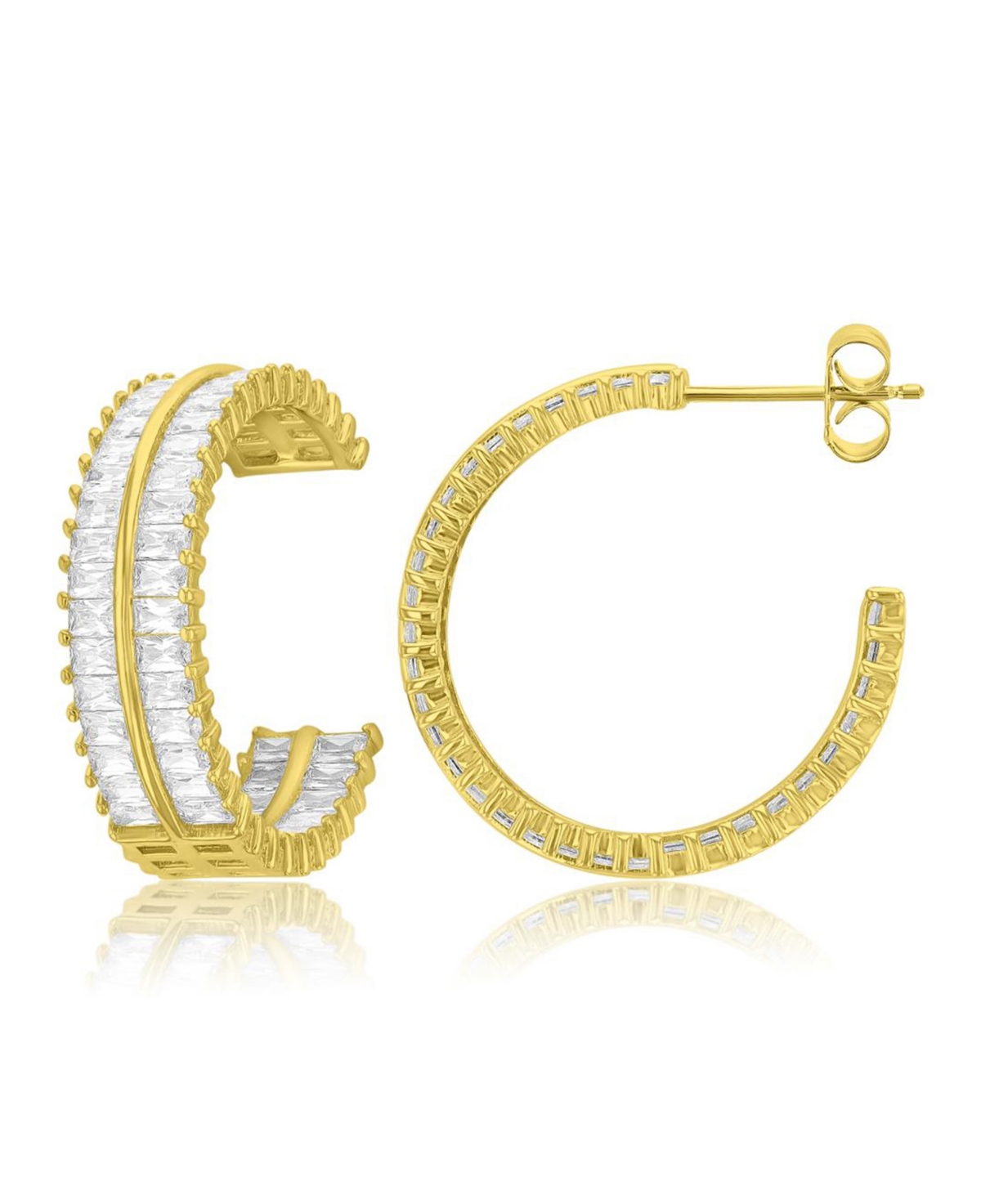Click here for Macys 14k Gold-Plated Two Row Crystal Hoop Earring... prices