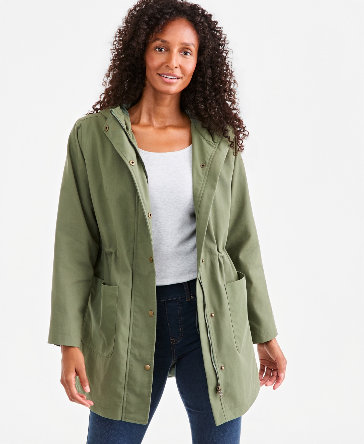 Click here for Style & Co Womens Cinched-Waist Hooded Parka  Macy... prices