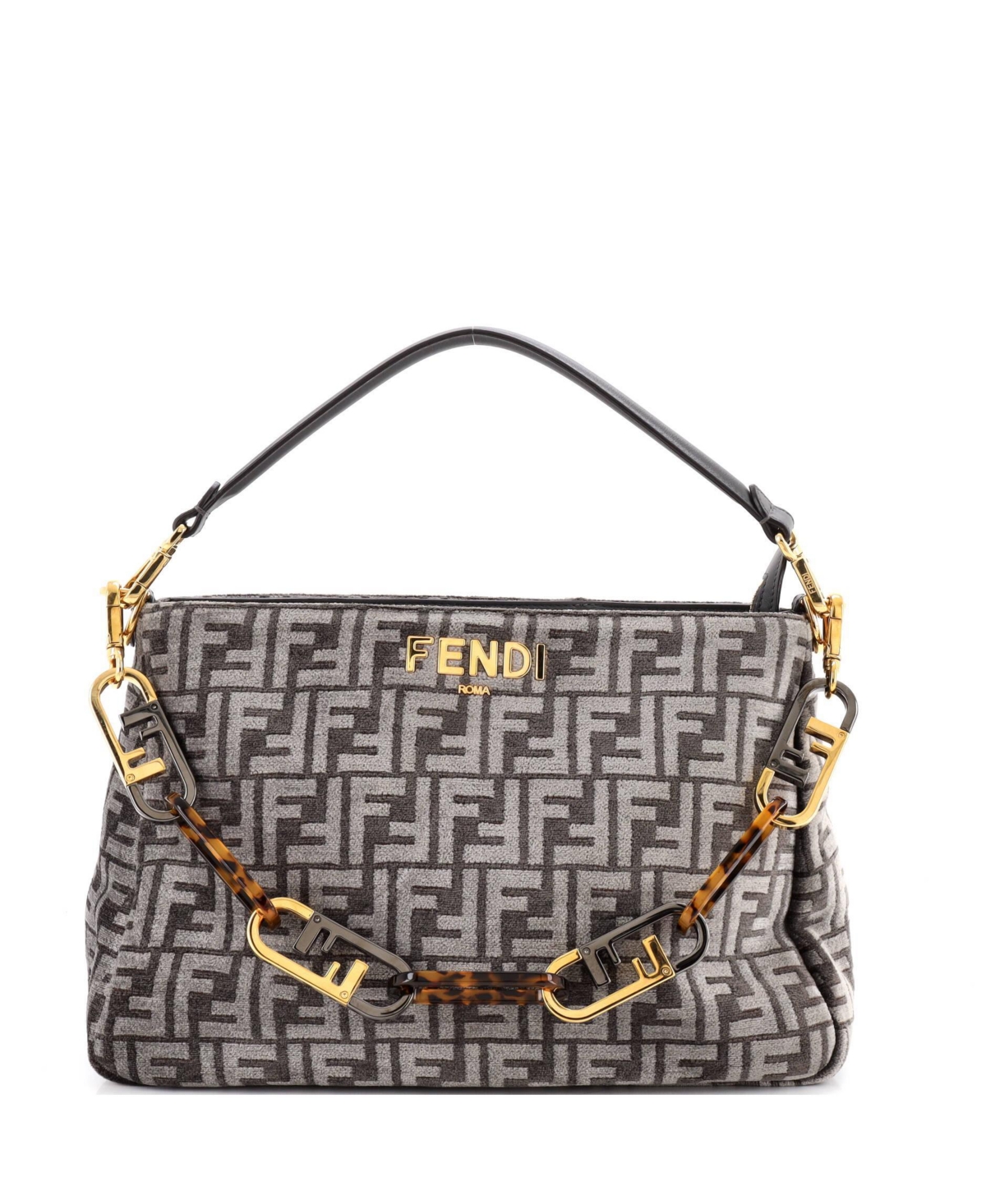 Click here for Pre-Owned Fendi OLock Zip Shoulder Bag Zucca Cheni... prices