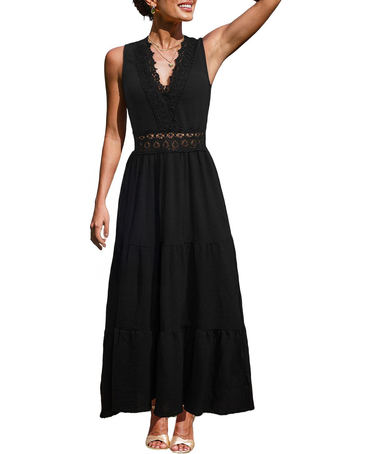 Click here for Cupshe Womens Little Details Black Maxi Beach Dres... prices