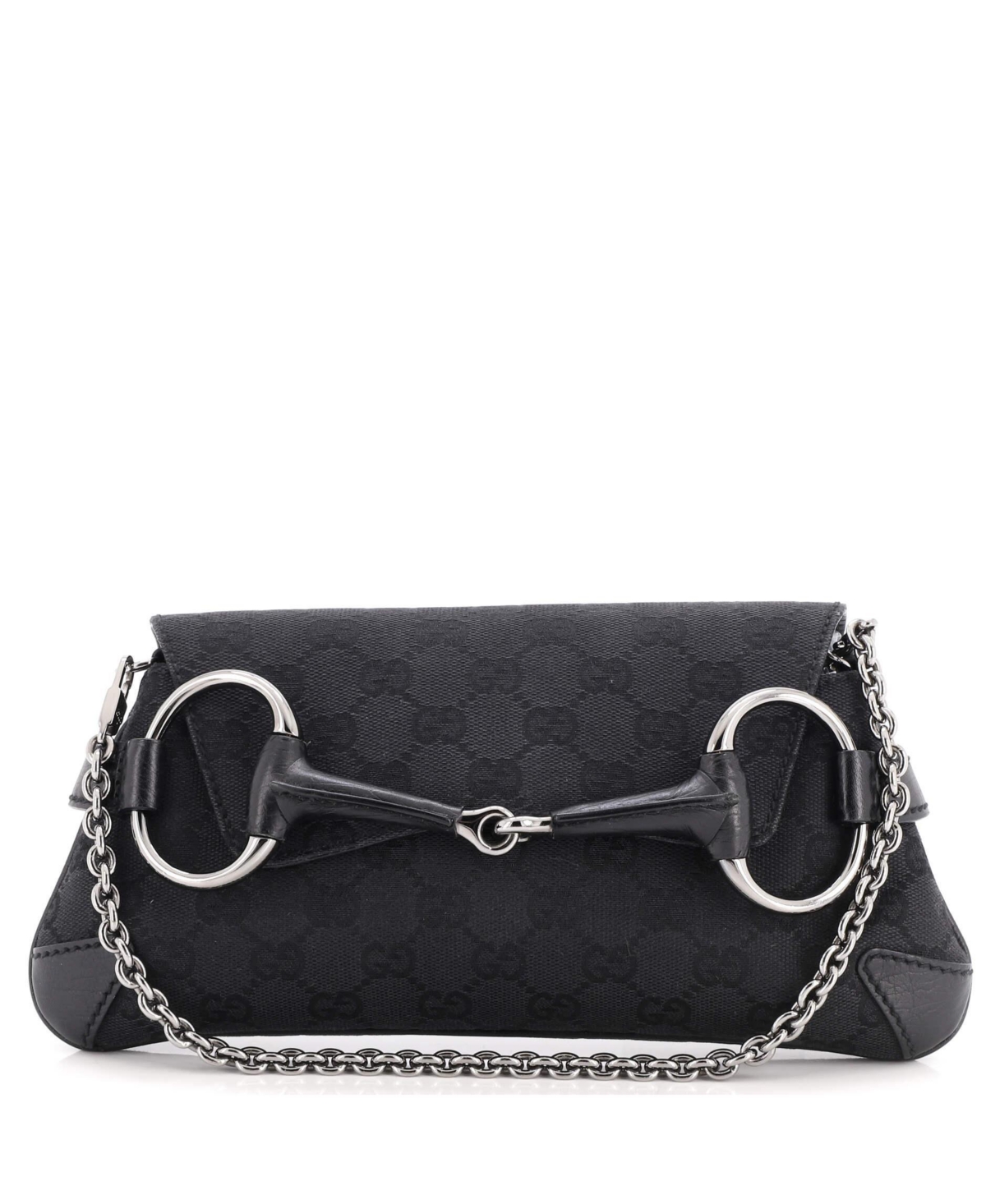 Click here for Pre-Owned Gucci Medium Horsebit Chain Clutch Gg Ca... prices
