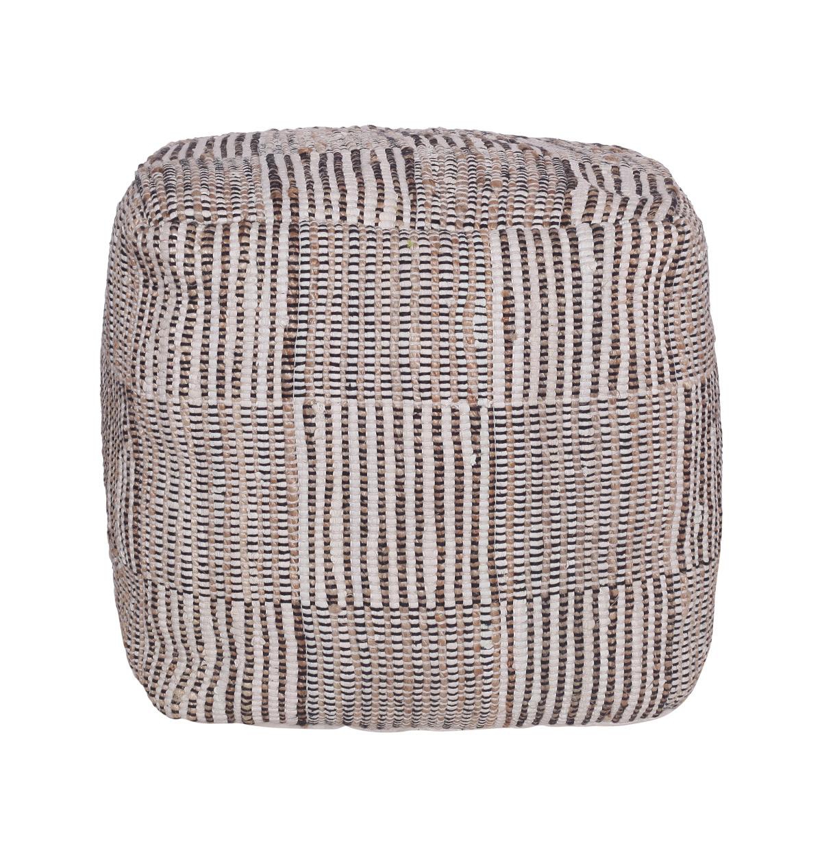Click here for HomeRoots 18 Cotton Cube Geometric Pouf Ottoman -... prices
