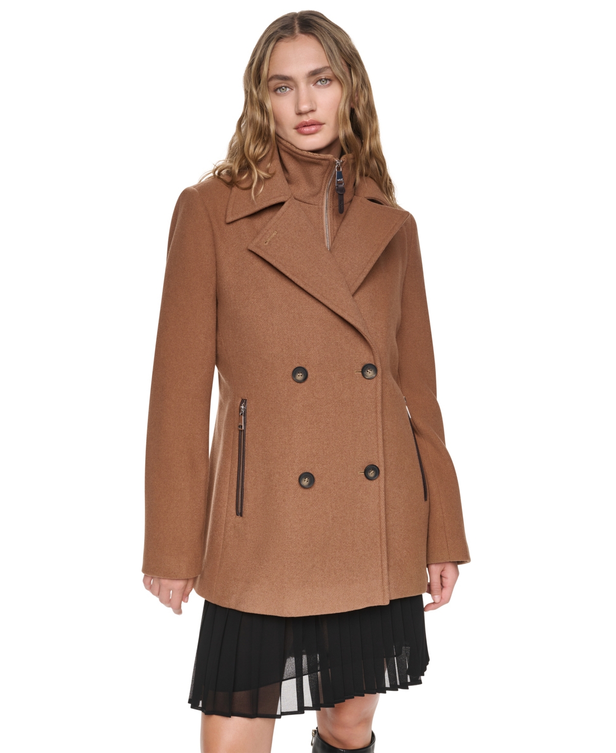 Click here for Dkny Womens Double-Breasted Long-Sleeve Peacoat -... prices