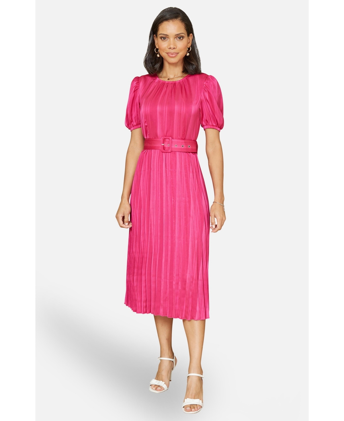 Click here for Yumi Womens Satin A-Line Midi Dress - Pink prices
