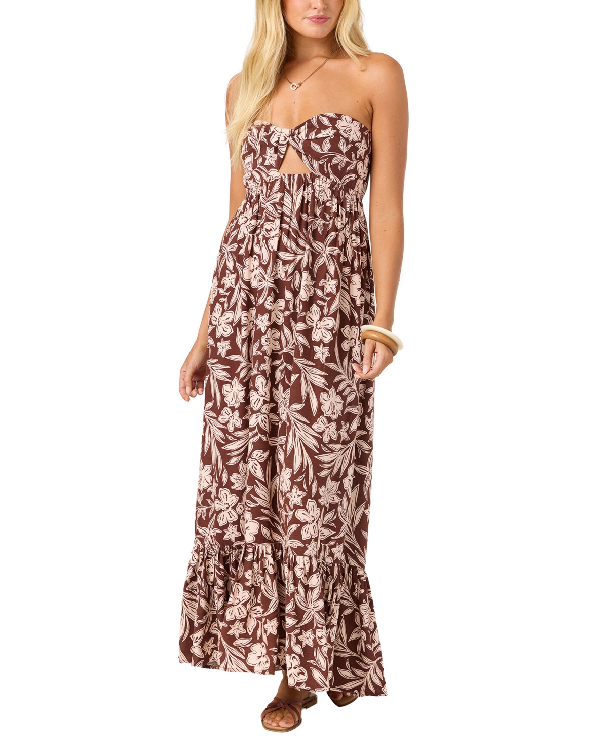 Click here for ONeill Womens May Strapless Cutout Maxi Dress - Ch... prices