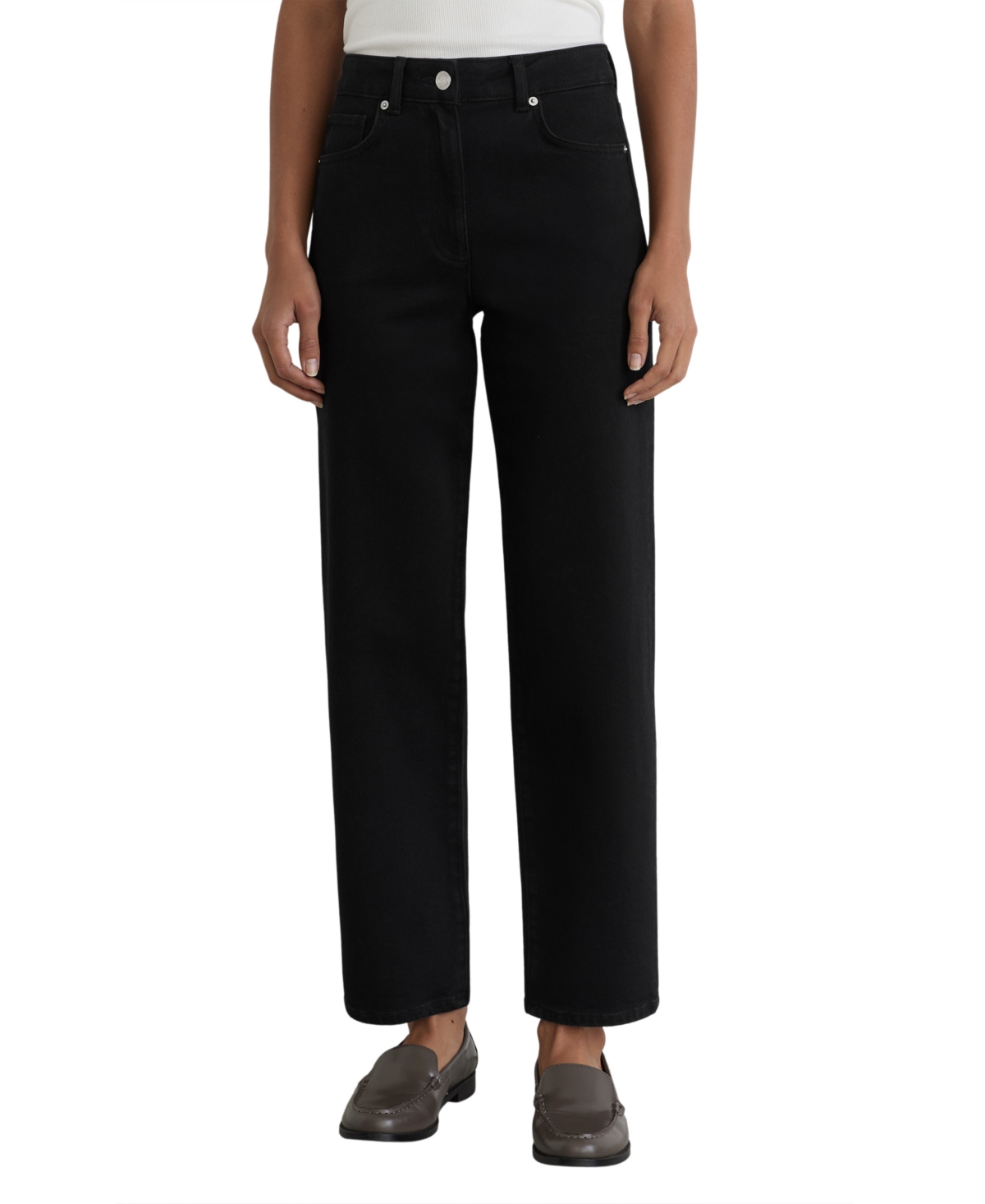 Click here for Reiss Womens Selin Mid-Rise Straight-Leg Jeans - B... prices