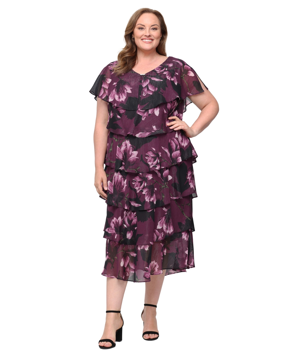 Click here for Sl Fashions Plus Size V-Neck Short-Sleeve Midi Dre... prices