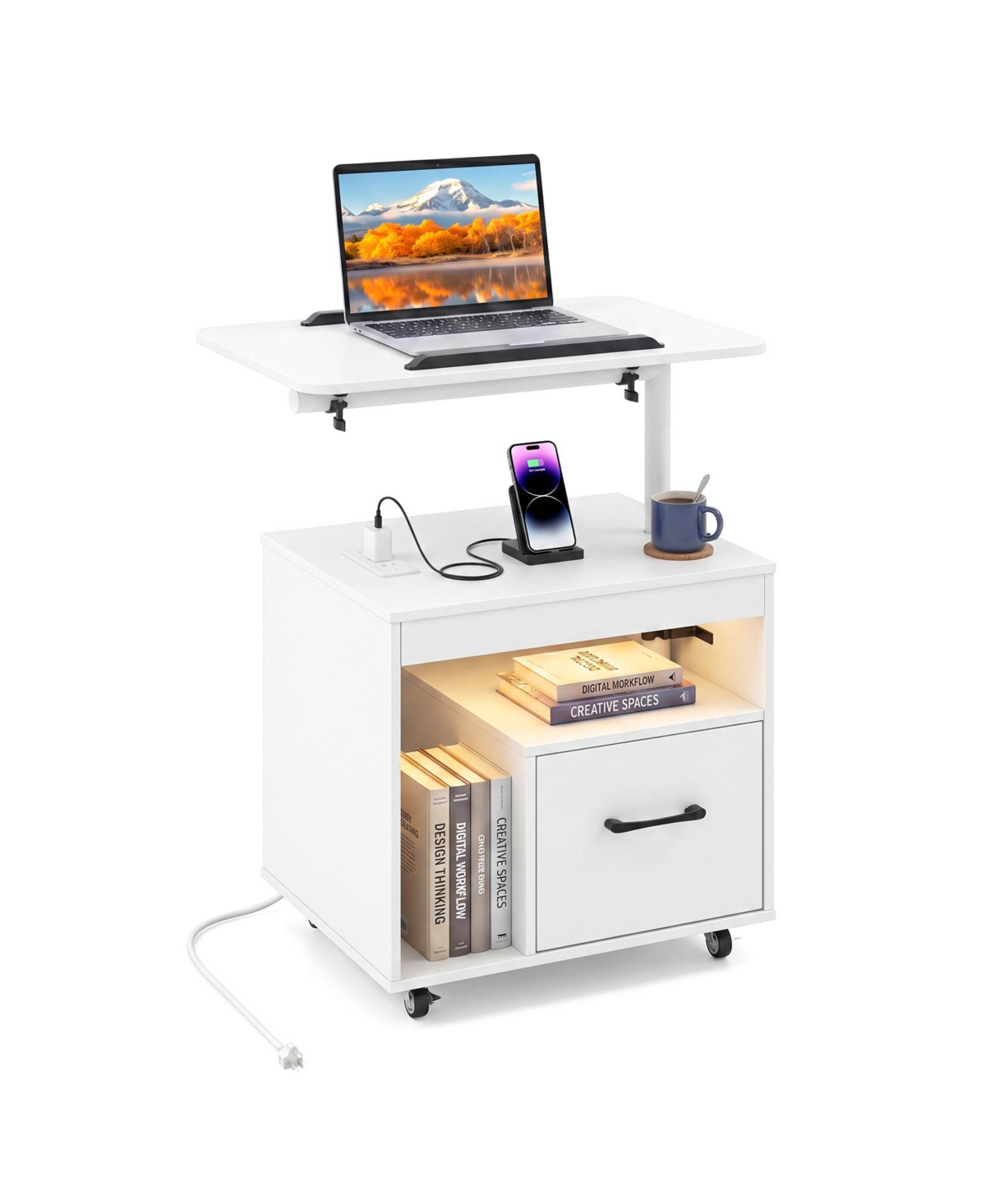 Click here for Costway Nightstand with Power Outlets Modern Bedsi... prices
