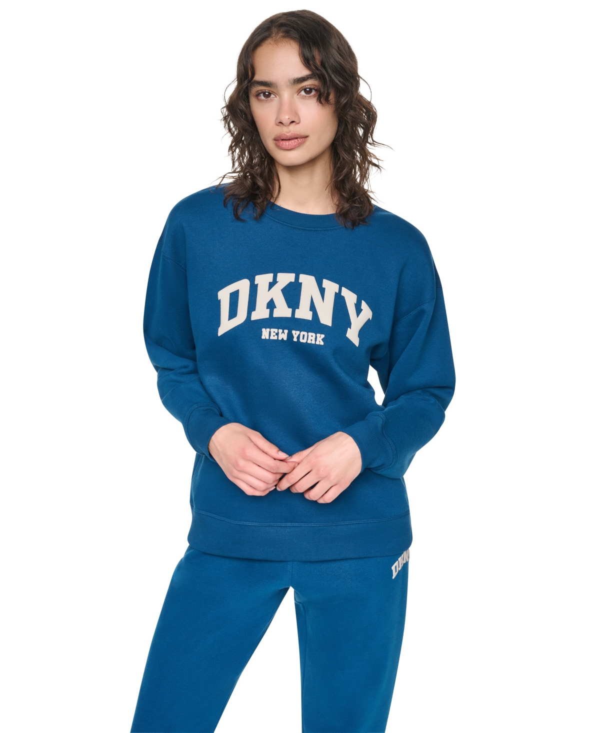 Click here for Dkny Sport Womens Varsity Puff Logo Crewneck Sweat... prices