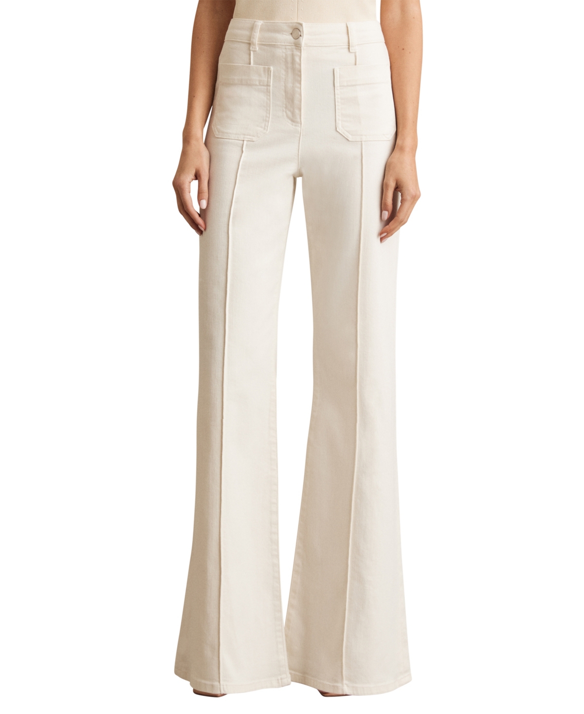 Click here for Reiss Petite Sakura Patch-Pocket Flared Jeans - Ec... prices