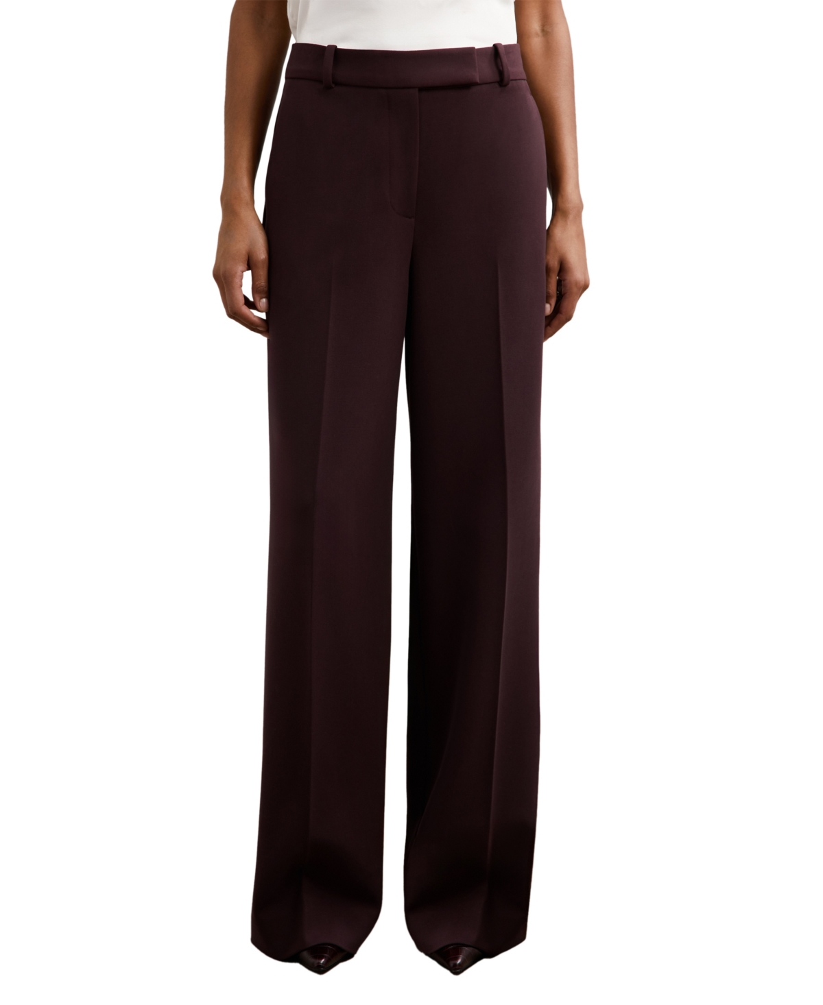 Click here for Reiss Petite Gabi Wide-Leg Suit Trousers - Berry prices