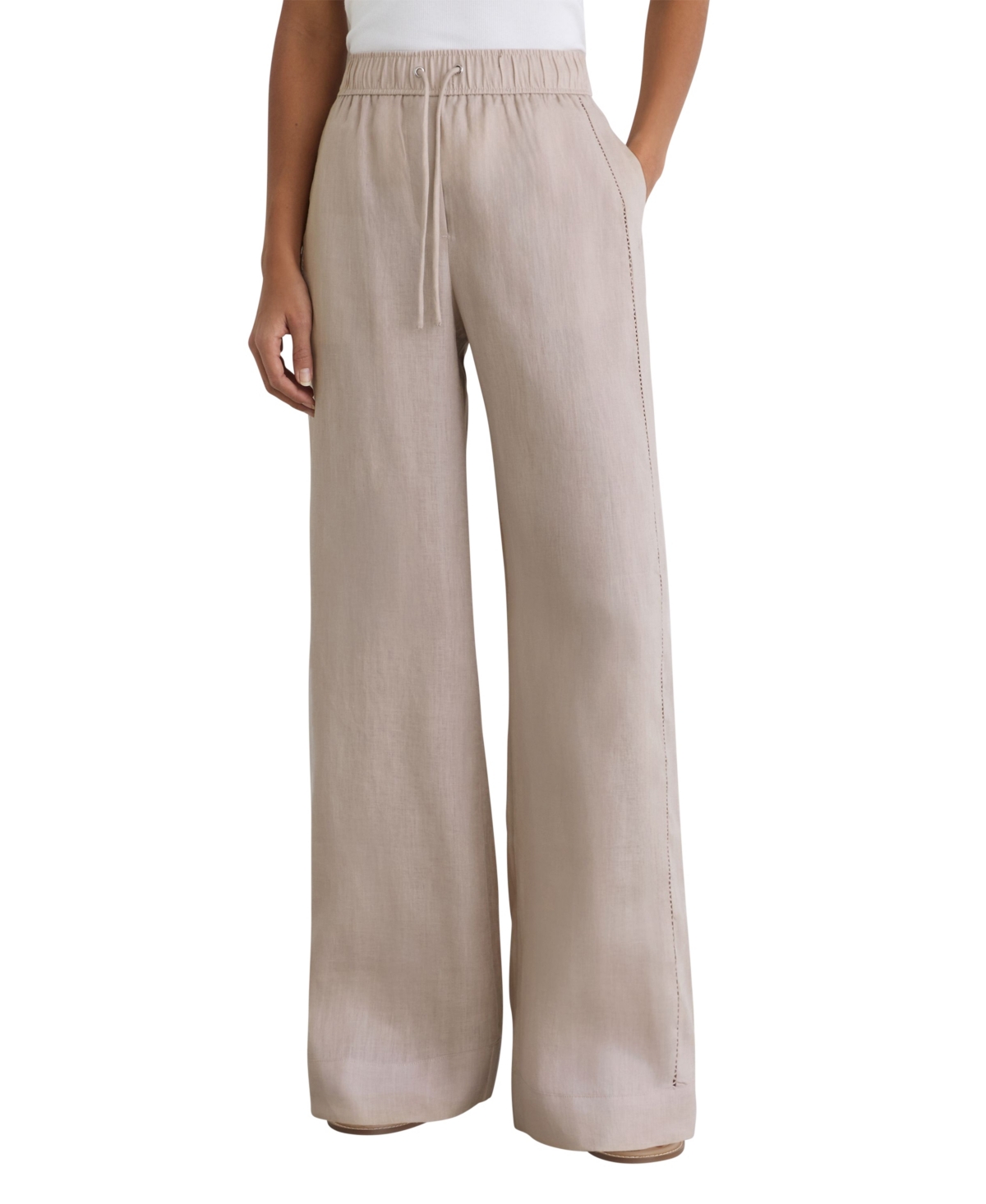 Click here for Reiss Petite Riley Wide-Leg Drawstring Trousers -... prices