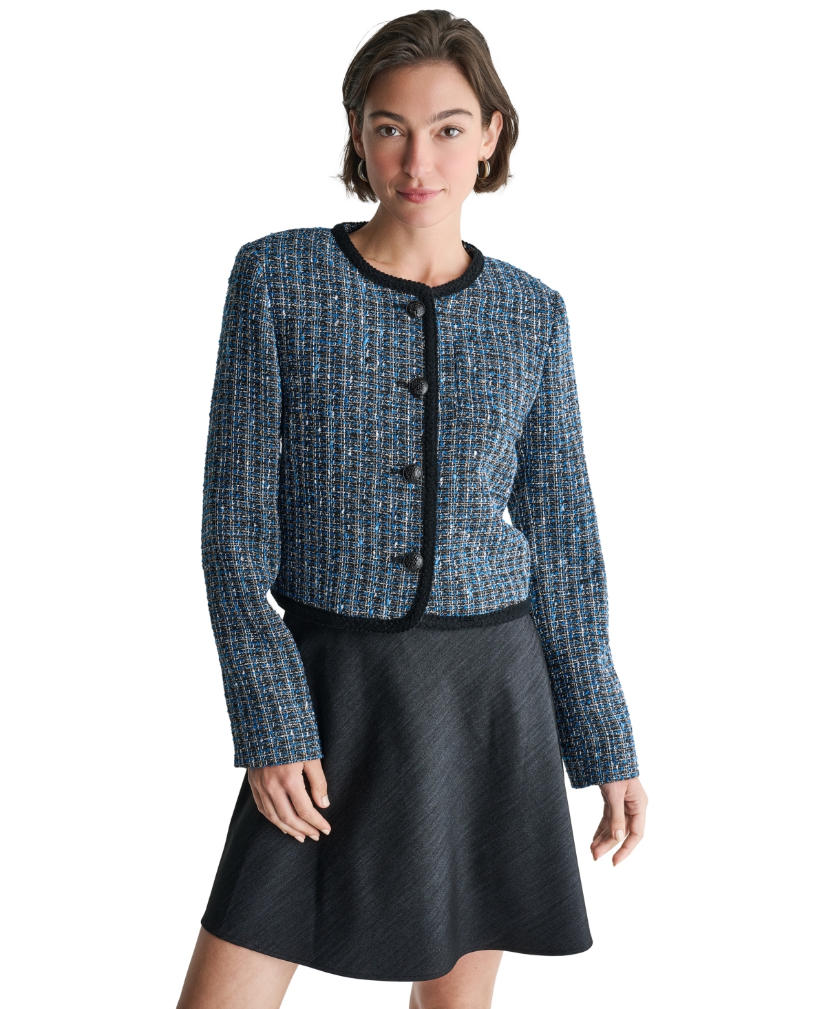 Click here for Bcbg Womens Collarless Button-Front Jacket - Elect... prices