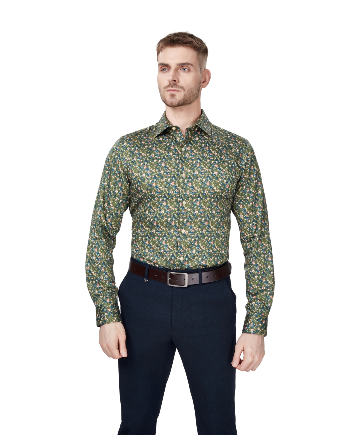 Click here for Bar Iii Mens Slim-Fit Floral Dress Shirt - Bronze... prices