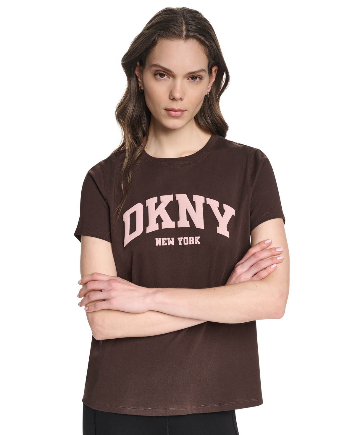 Click here for Dkny Sport Womens Puff Varsity Logo Relaxed-Fit Cr... prices