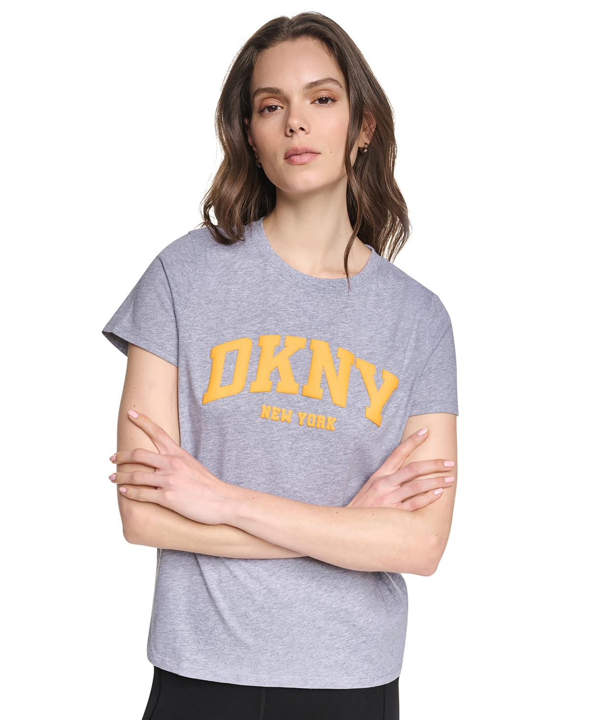 Click here for Dkny Sport Womens Puff Varsity Logo Relaxed-Fit Cr... prices