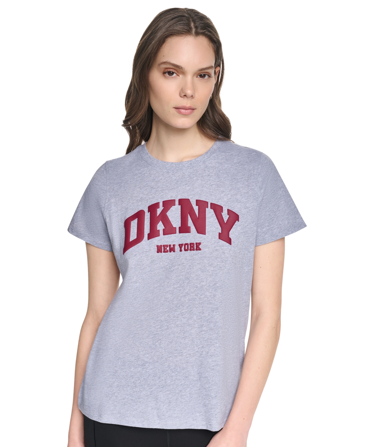 Click here for Dkny Sport Womens Puff Varsity Logo Relaxed-Fit Cr... prices