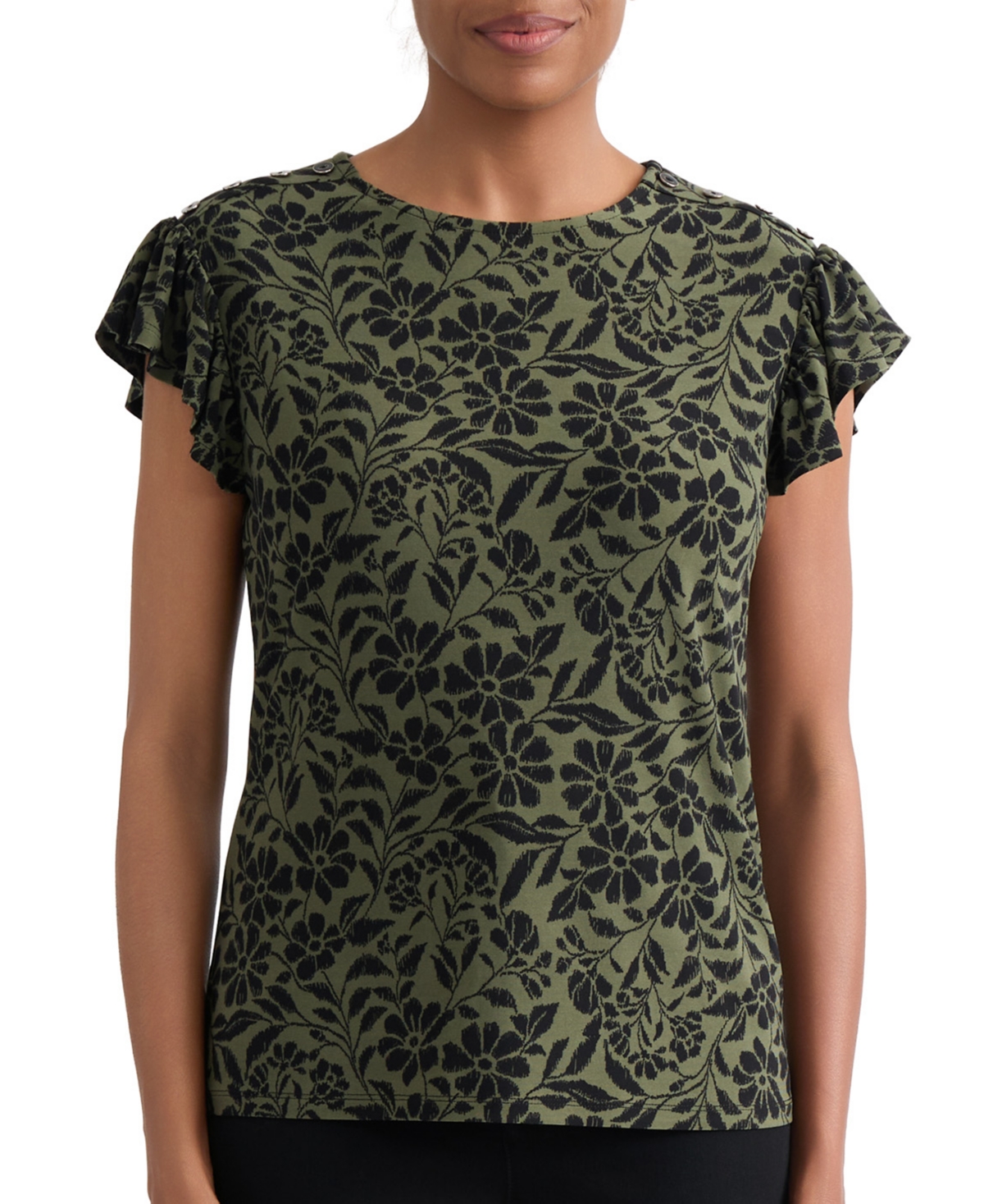 Click here for Jones New York Petite Flutter-Sleeve Crewneck Top... prices