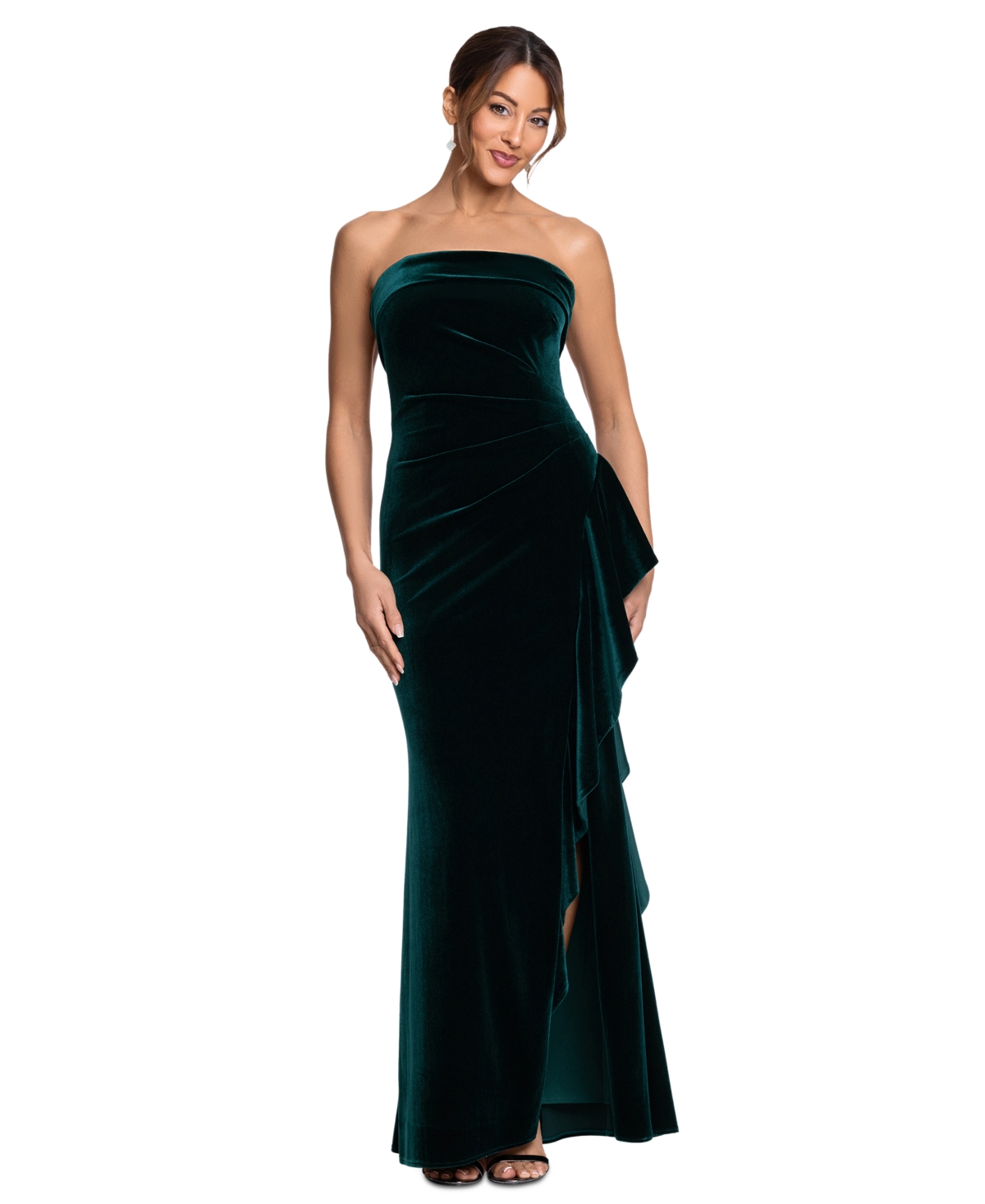 Click here for Xscape Womens Stretch Velvet Strapless Gown - Hunt... prices