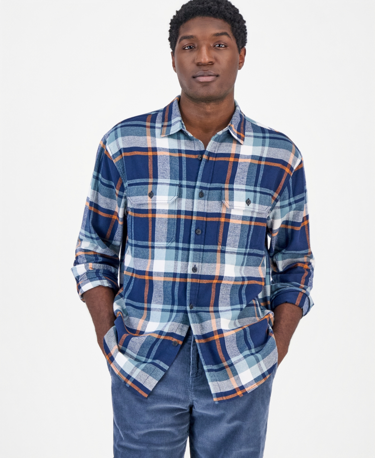 Click here for Sun + Stone Mens Hal Plaid Flannel Shirt  Macys Ex... prices