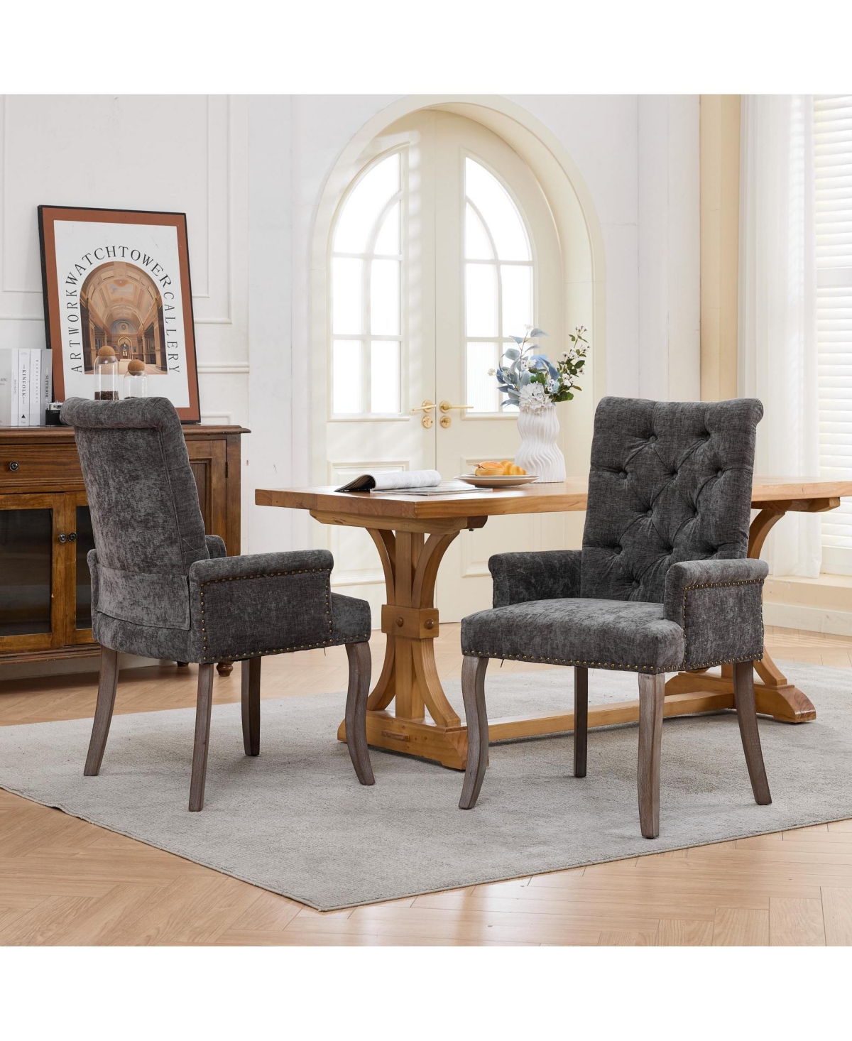 Click here for Clihome Upholstered Chenille Fabric Accent Dining... prices
