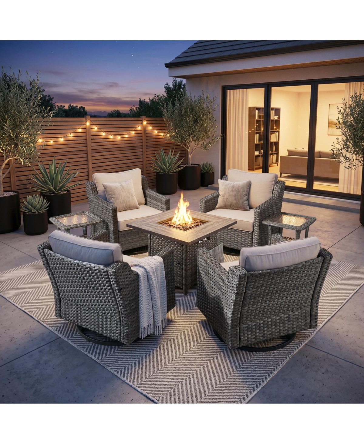 Click here for Pocassy 7-Piece Outdoor Conversation Set with Fire... prices