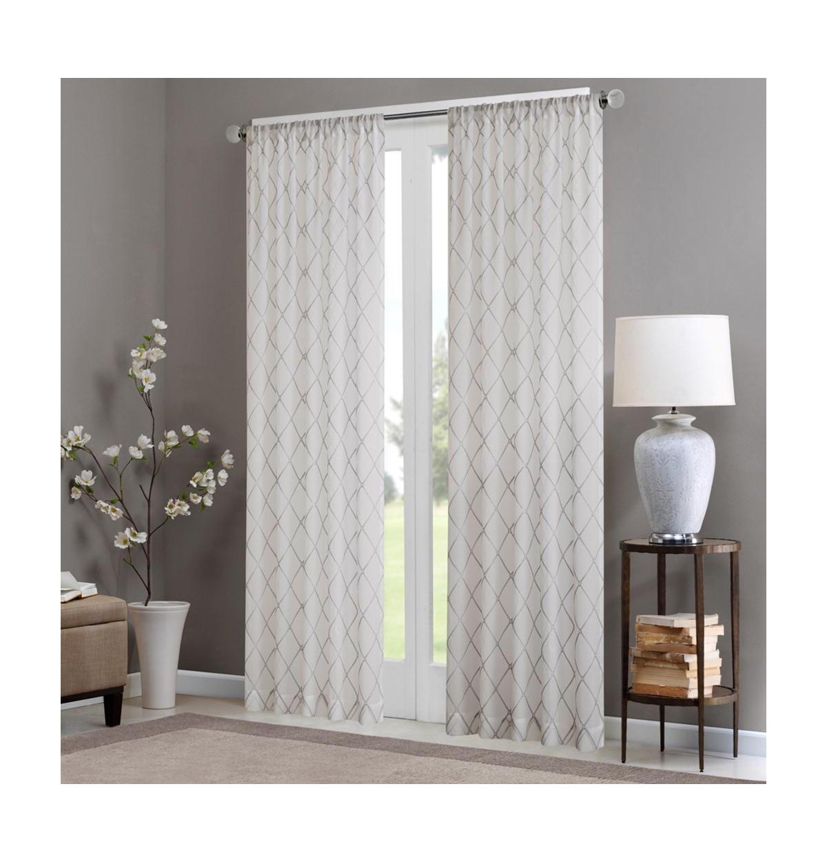 Click here for Avobird Diamond Sheer Window Curtain Panel - White prices